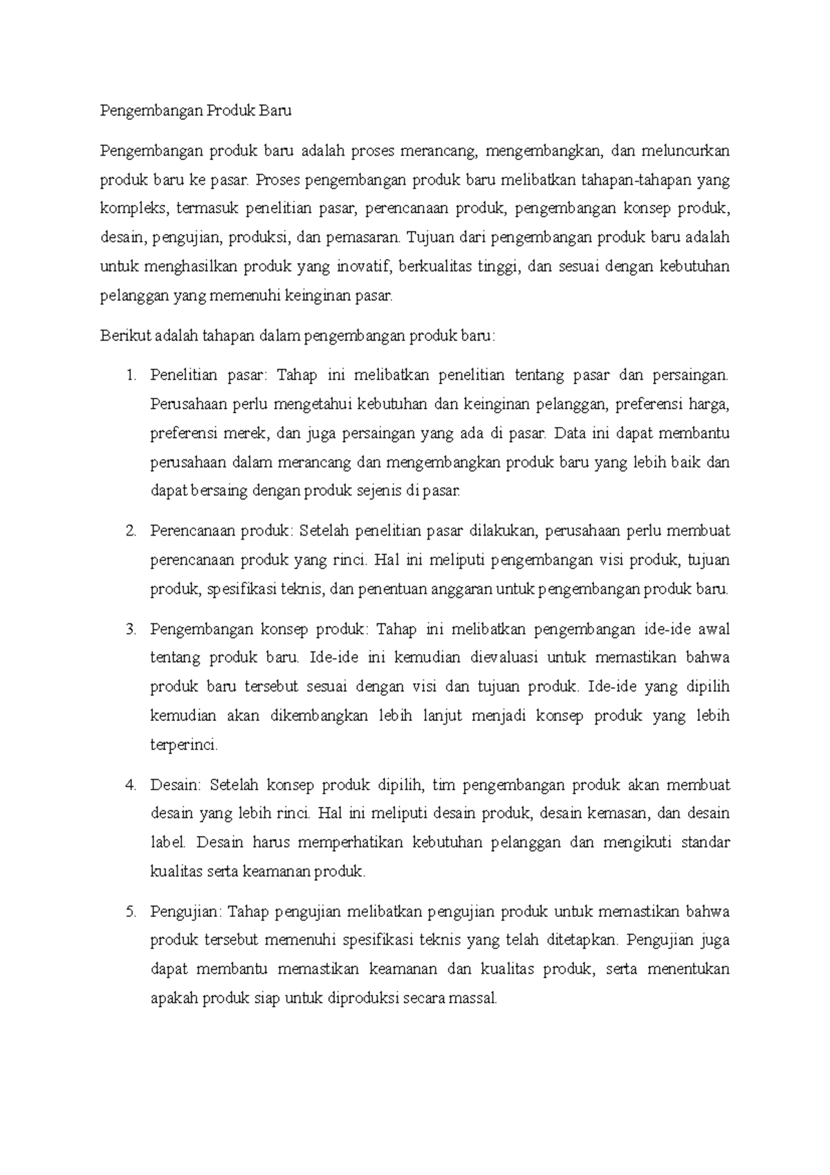 Pengembangan Produk Baru - Pengembangan Produk Baru Pengembangan produk baru adalah proses - Studocu