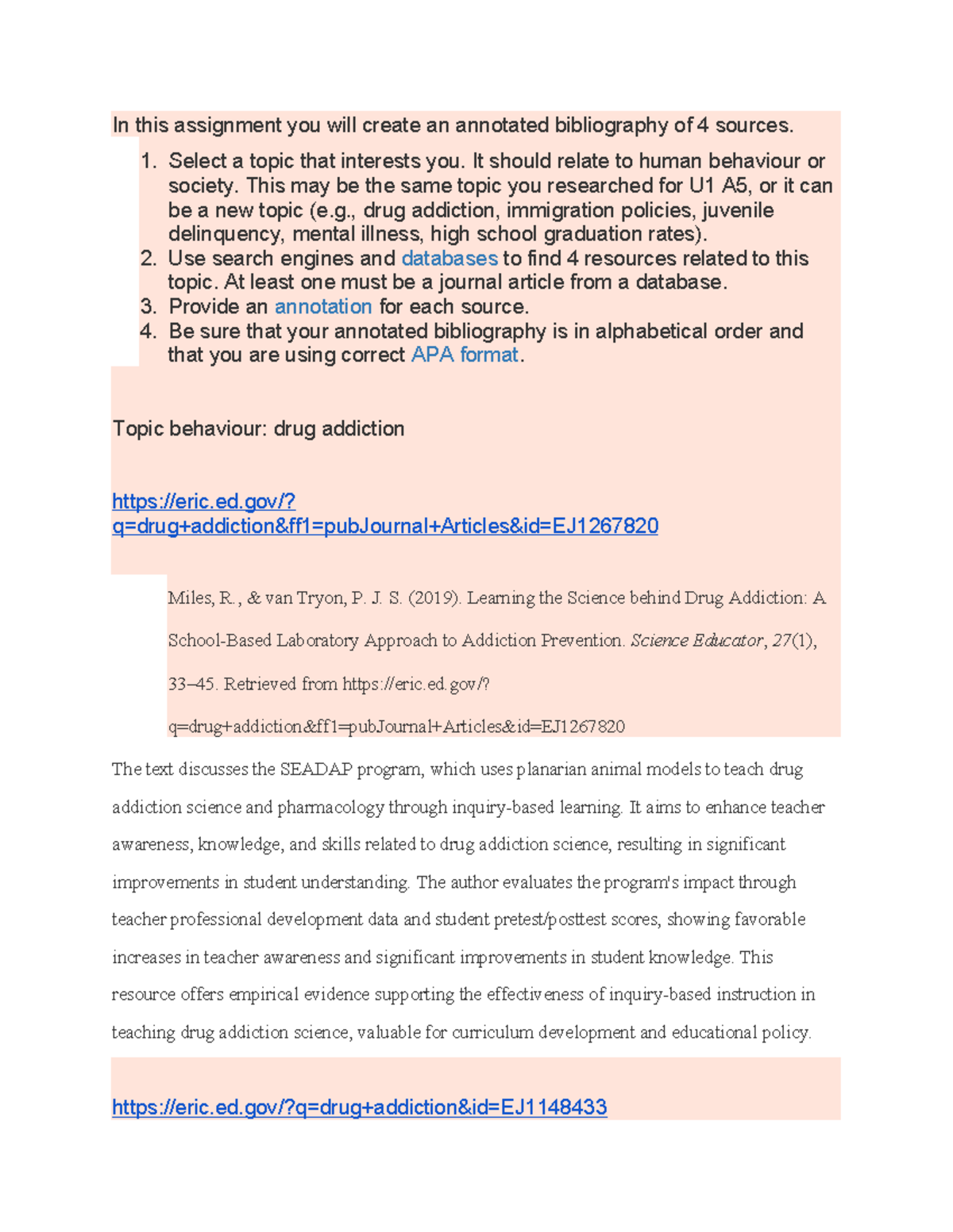 Unit 1 activity 6 annotated bibliography Second COPY - In this ...