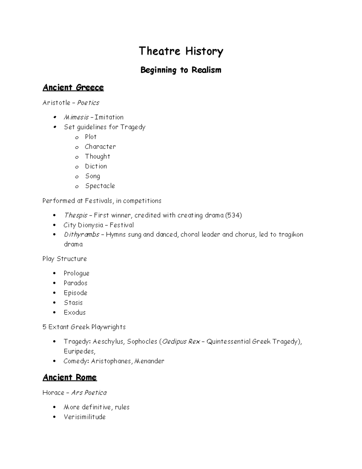 Theatre History - Theatre History Beginning to Realism Ancient Greece ...