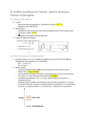 Chapitre 2 le modèle quantique de l'atome spectre atomique et l'atome d ...