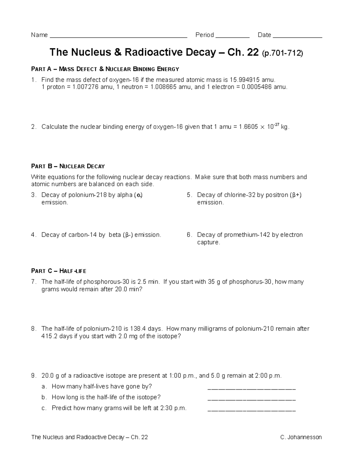 Radioactive Decay Worksheet 2