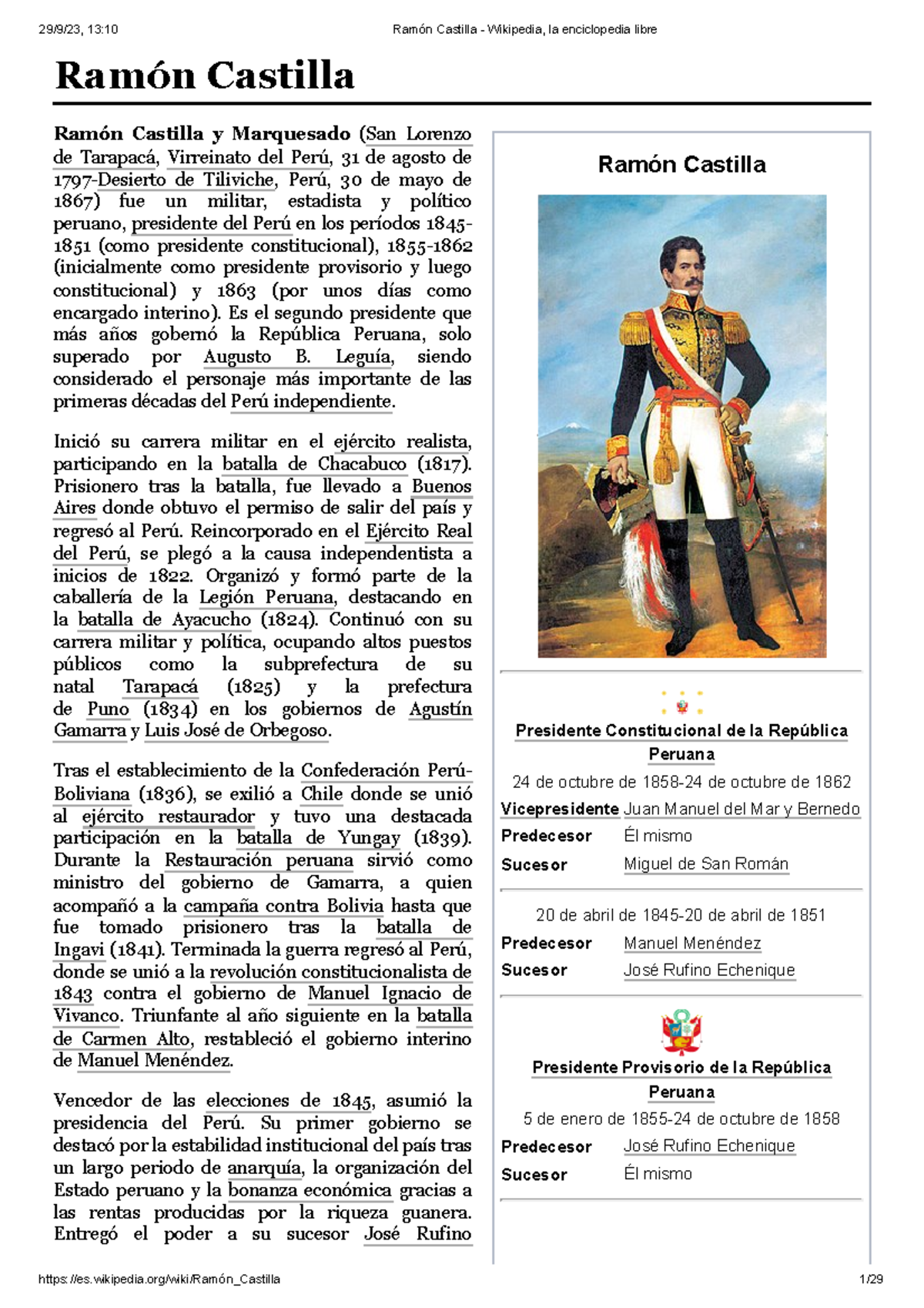 Ramón Castilla - Ramón Castilla Presidente Constitucional de la ...