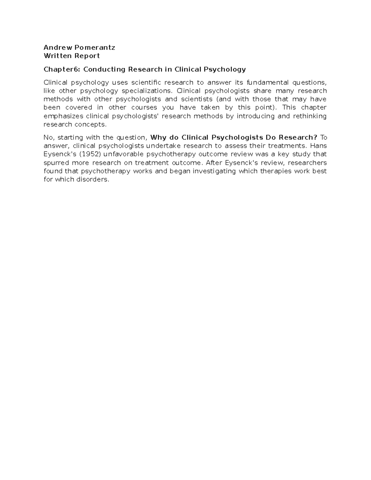 Andrew Pomerantz Written Report - Andrew Pomerantz Written Report ...