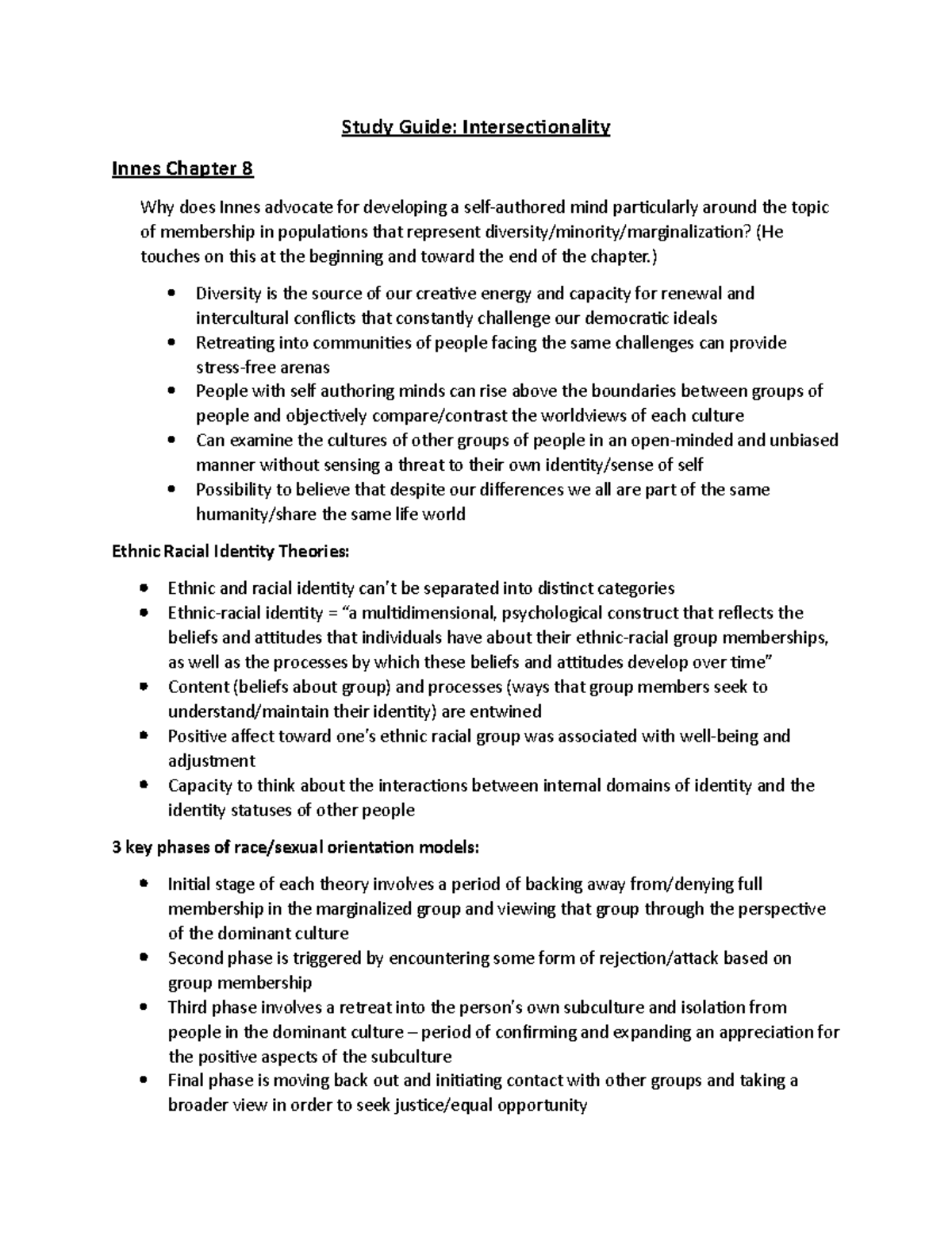 HOD 1250 Old Intersectionality - Study Guide: Intersectionality Innes ...