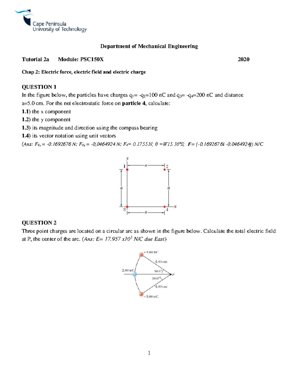 Tutorial 2a Chap2 - practice - 1 Department of Mechanical Engineering ...