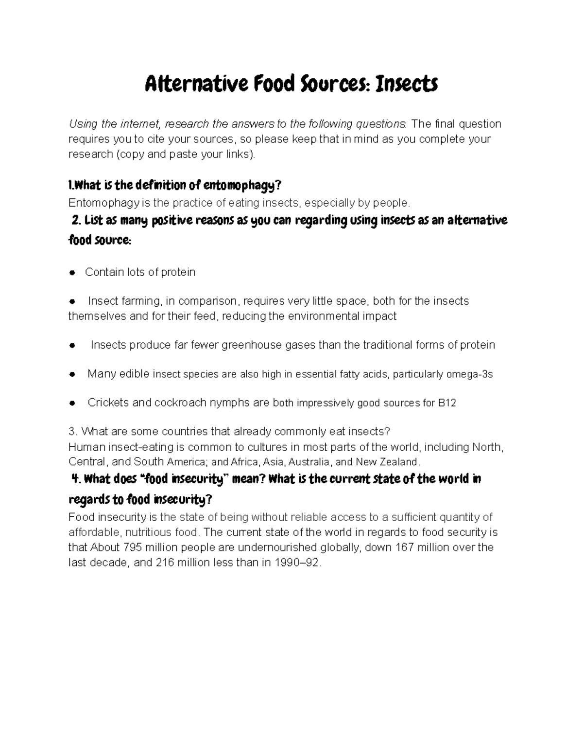 Alternative Food Sources Insects - ASSIGNMENT - Alternative Food ...