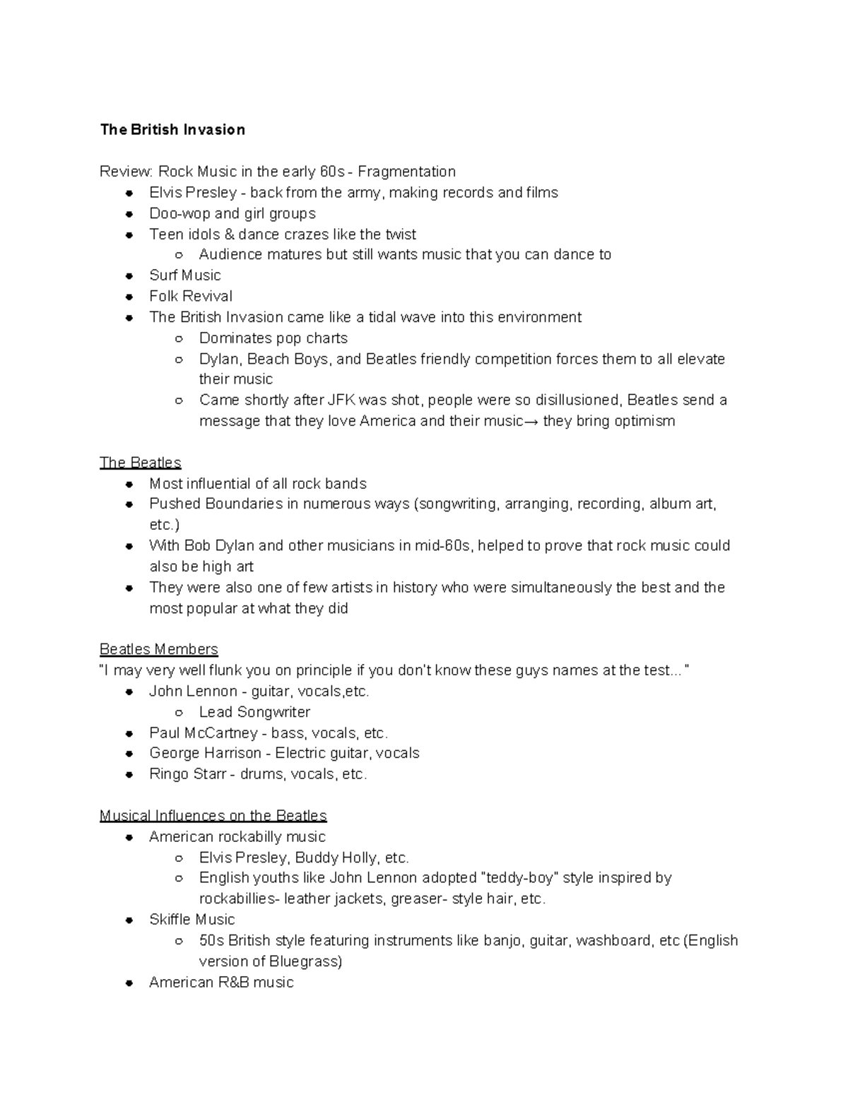 History Of Rock Test 2 - The British Invasion Review: Rock Music in the ...