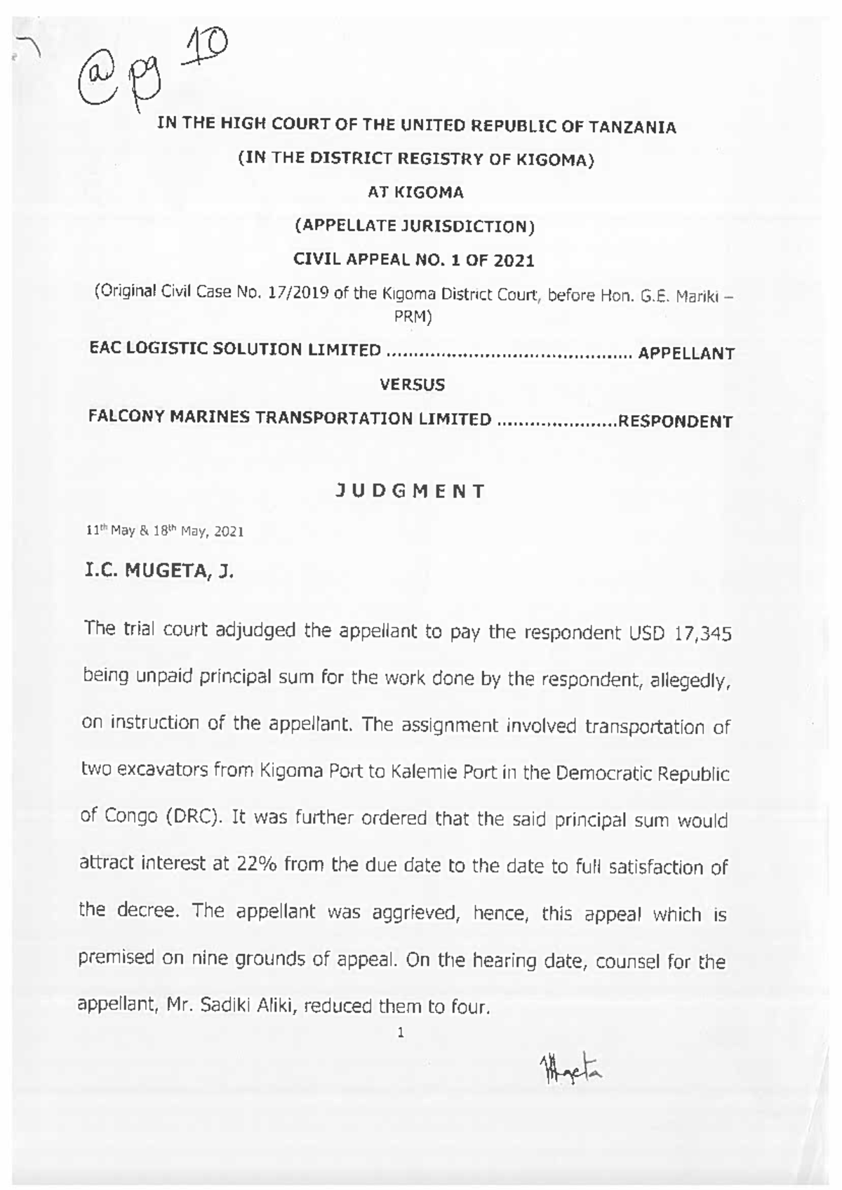 EAC Logistics Case - Evidence Law - Studocu