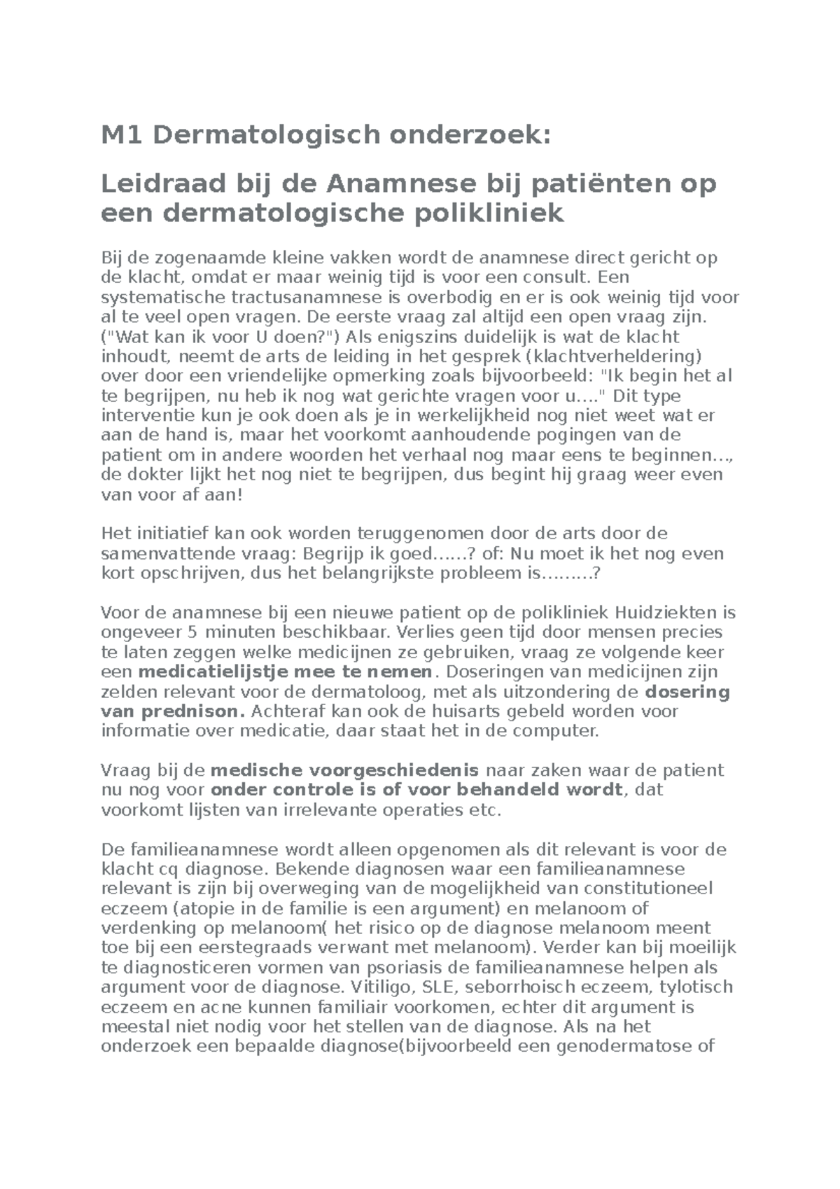 Dermatologie M1 en M2 - Coschap Huid, Zintuigen en Zenuwstelsel ...