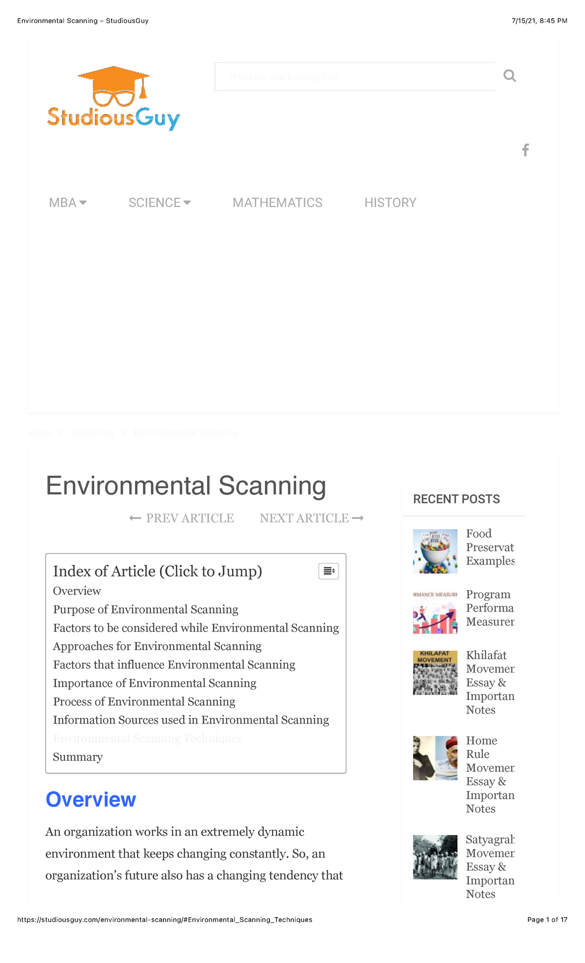 Environmental Scanning – Studious Guy - Home! Marketing! Environmental Scanning Overview An ...