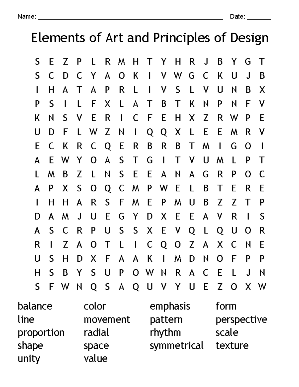 Elements of Art and Principles o 6f505 616302 df - Name: - Studocu