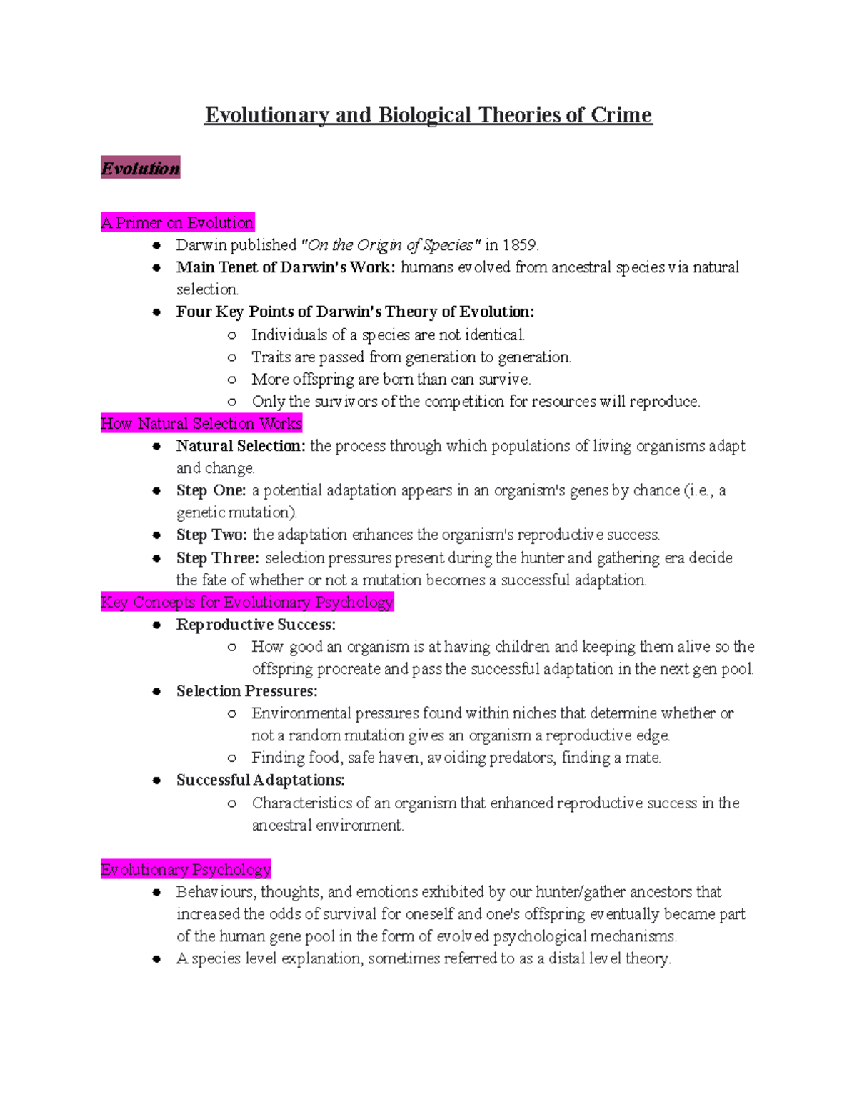 Evolutionary and Biological Theories of Crime - Evolutionary and ...