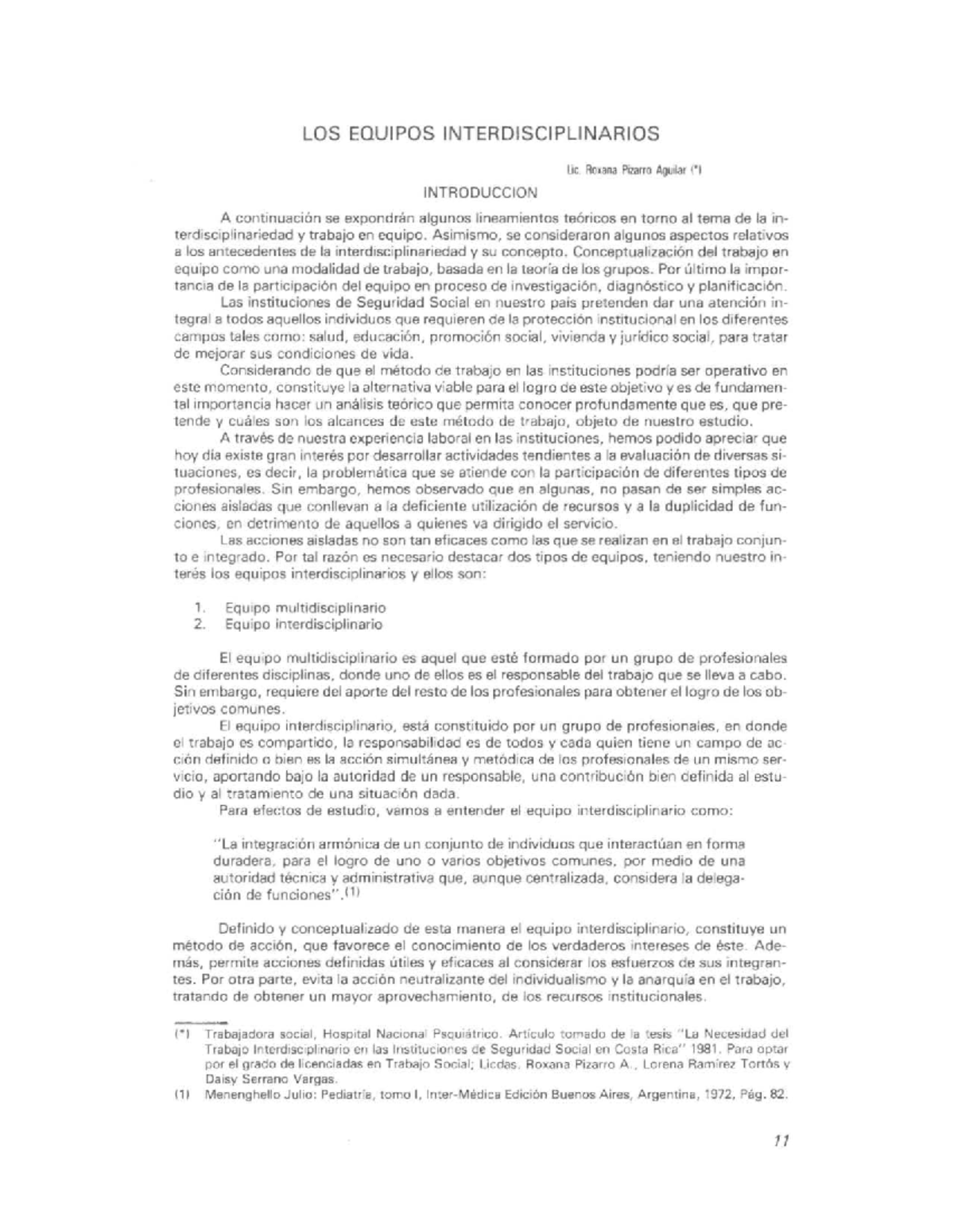 PDF Equipos Mutidisciplinarios - LOS EQUIPOS INTERDISCIPLlNARIOS Lic. Roxana Pizarro AgUllar ...