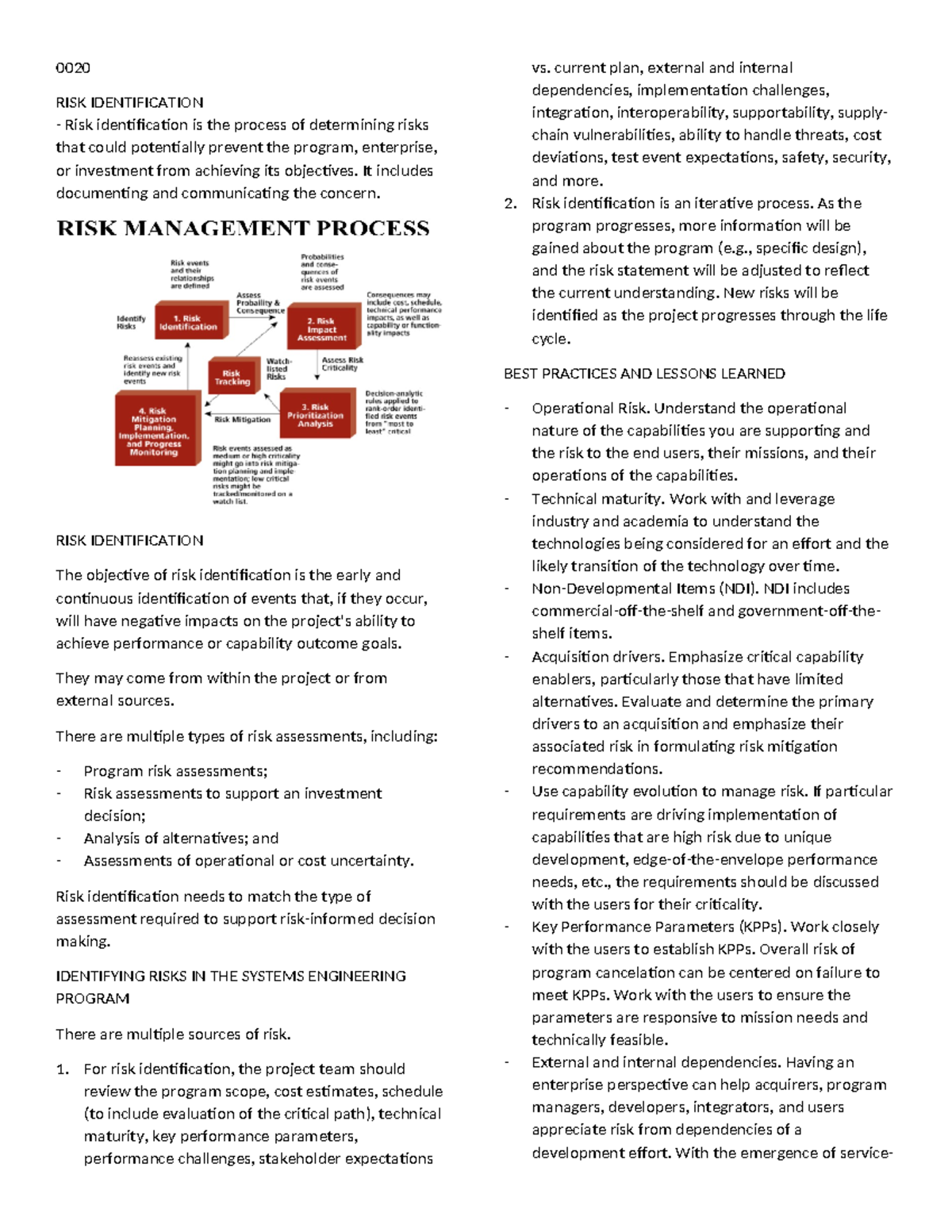RISK Management Identification - 0020 RISK IDENTIFICATION Risk ...