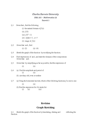 SMA101 Tutorial 5 solutions - 3 m x Charles Darwin University SMA 101 − Mathematics 1A Tutorial ...