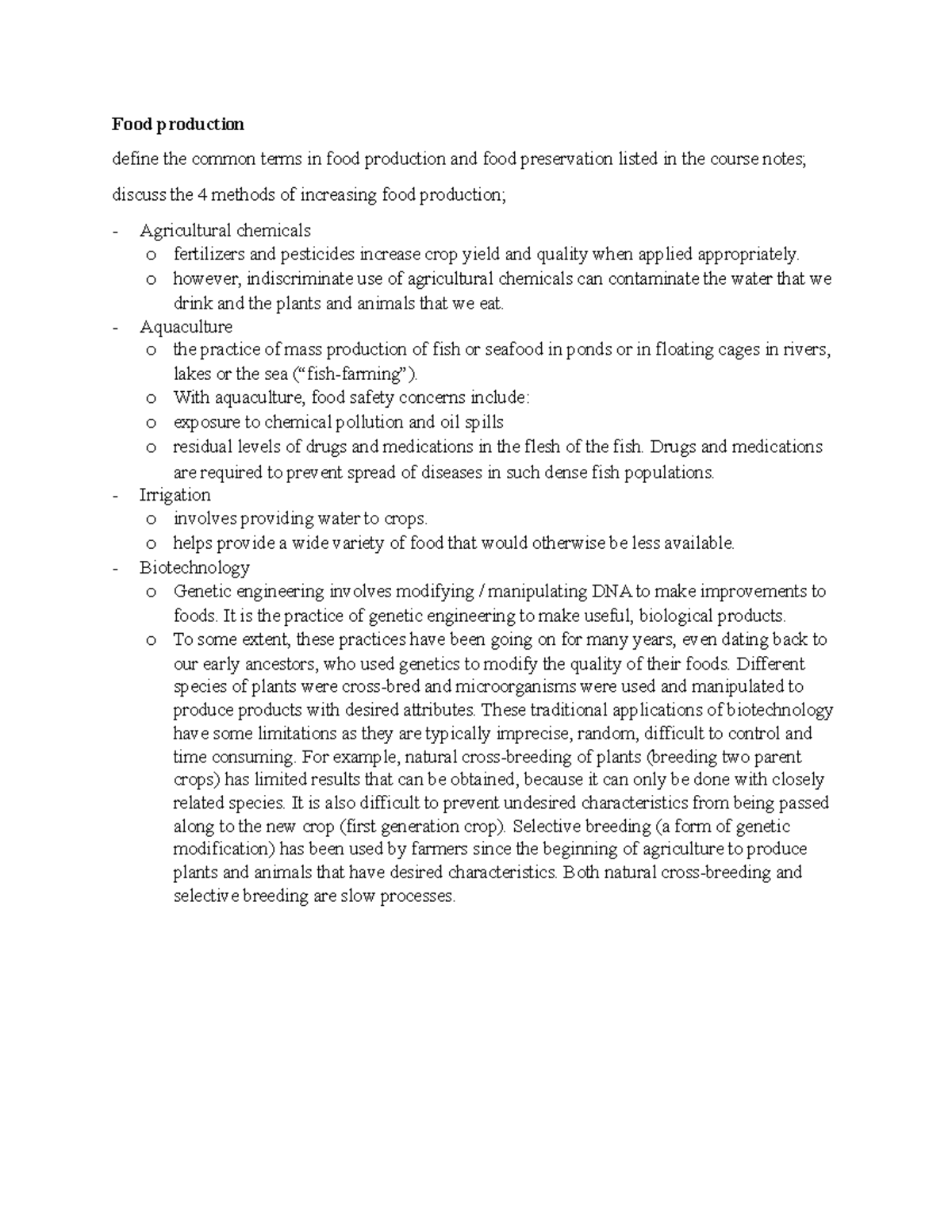 HNSC1200 online course - Food production define the common terms in ...