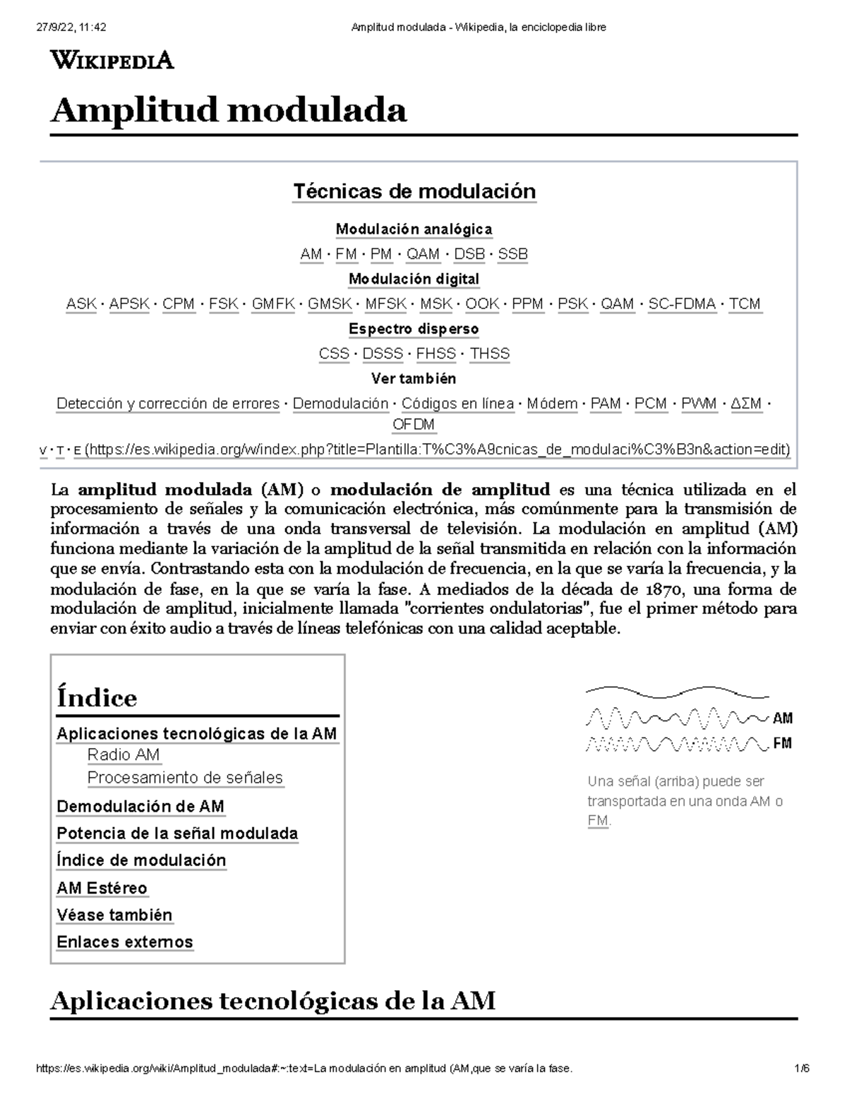 Amplitud modulada - Wikipedia, la enciclopedia libre - Técnicas de ...