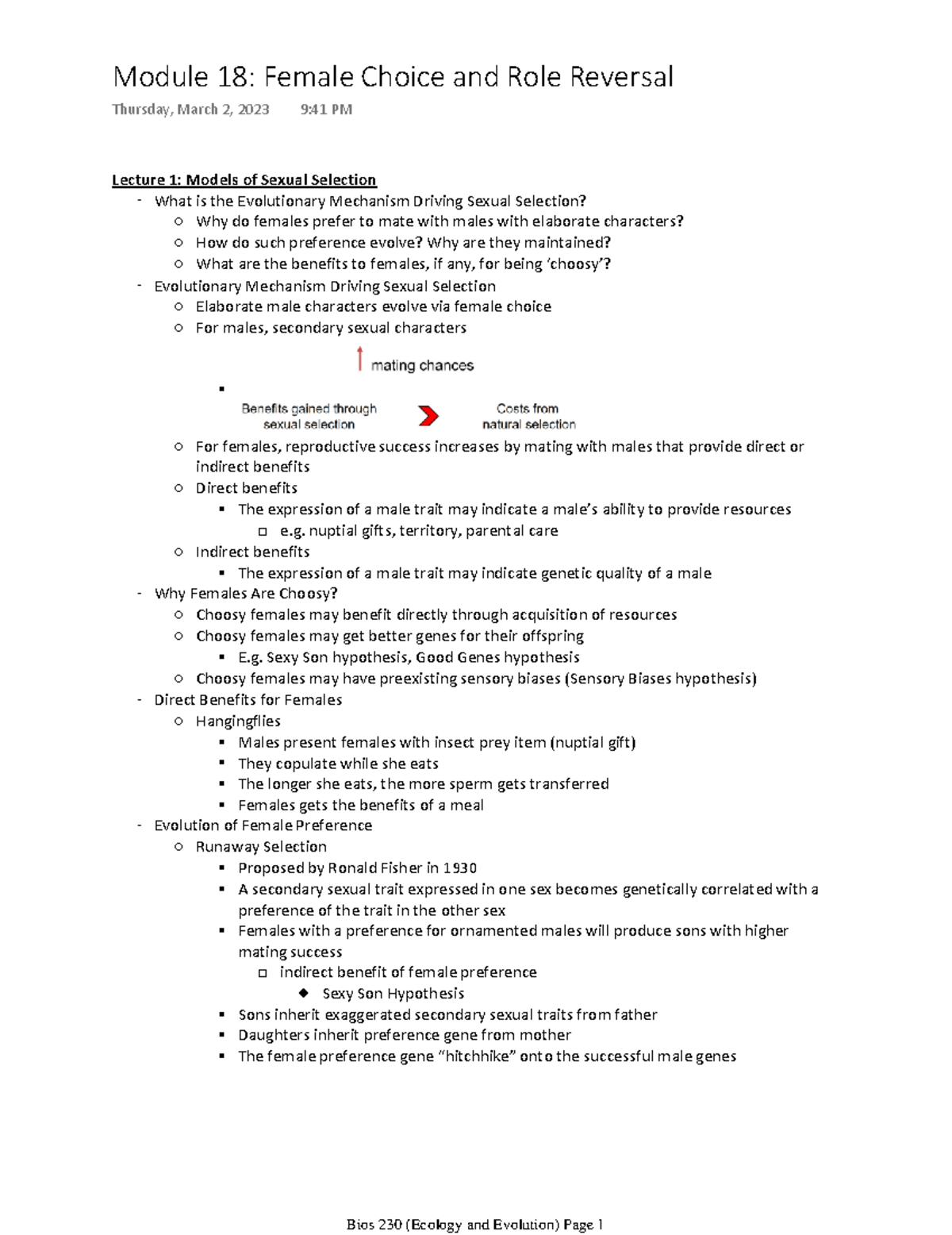 Bios 230 (Ecology and Evolution) Module 18 - Lecture 1: Models of ...