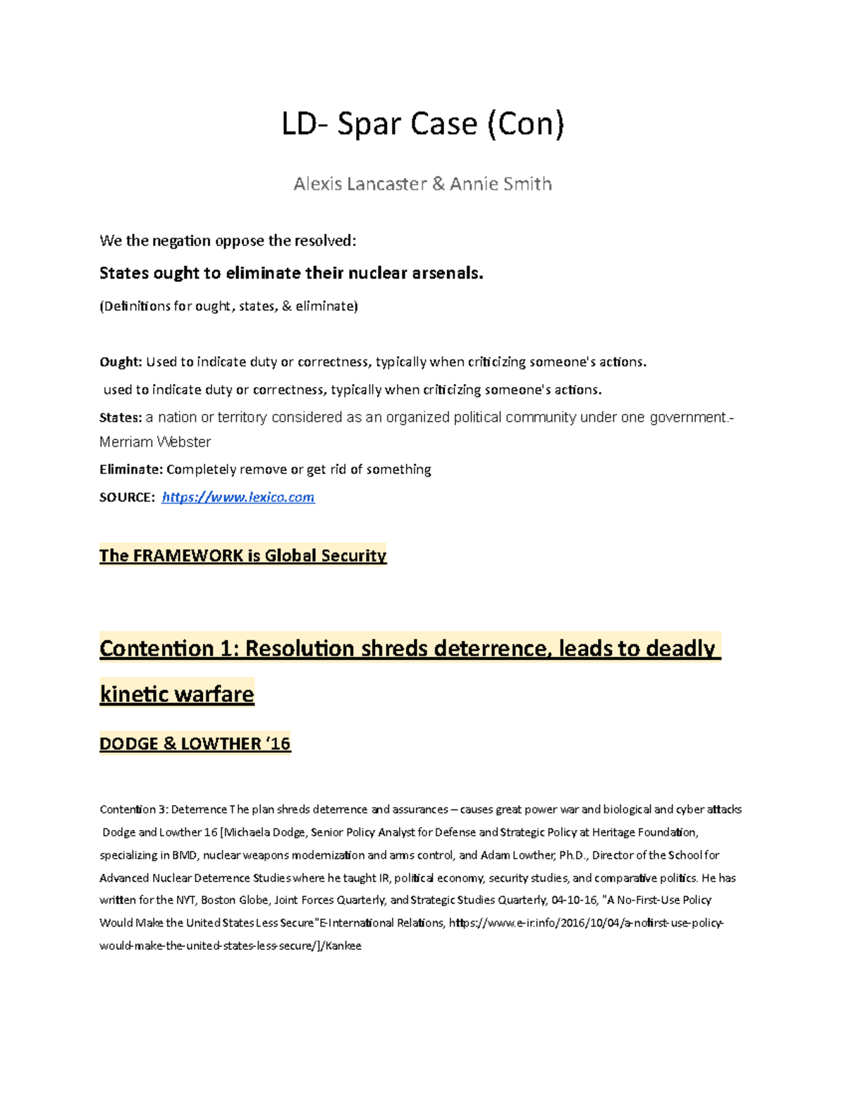 LD Spar Neg - Argument on why Lincoln Douglas Debate is superior to ...