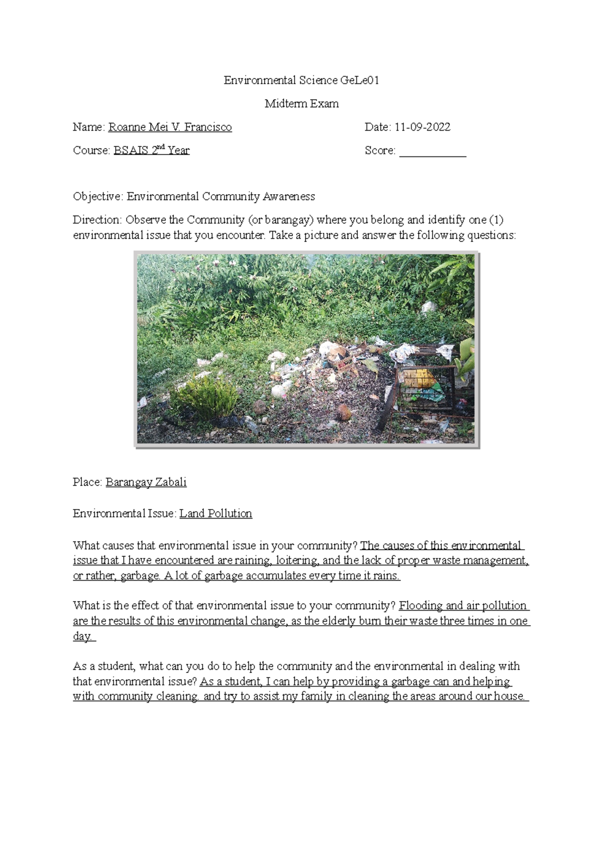 Environmental-Science-Ge Le02 - Environmental Science GeLe Midterm Exam ...