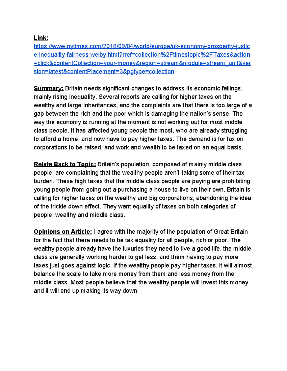 AP Microeconomics- Current Event on Taxes - Link: - Studocu