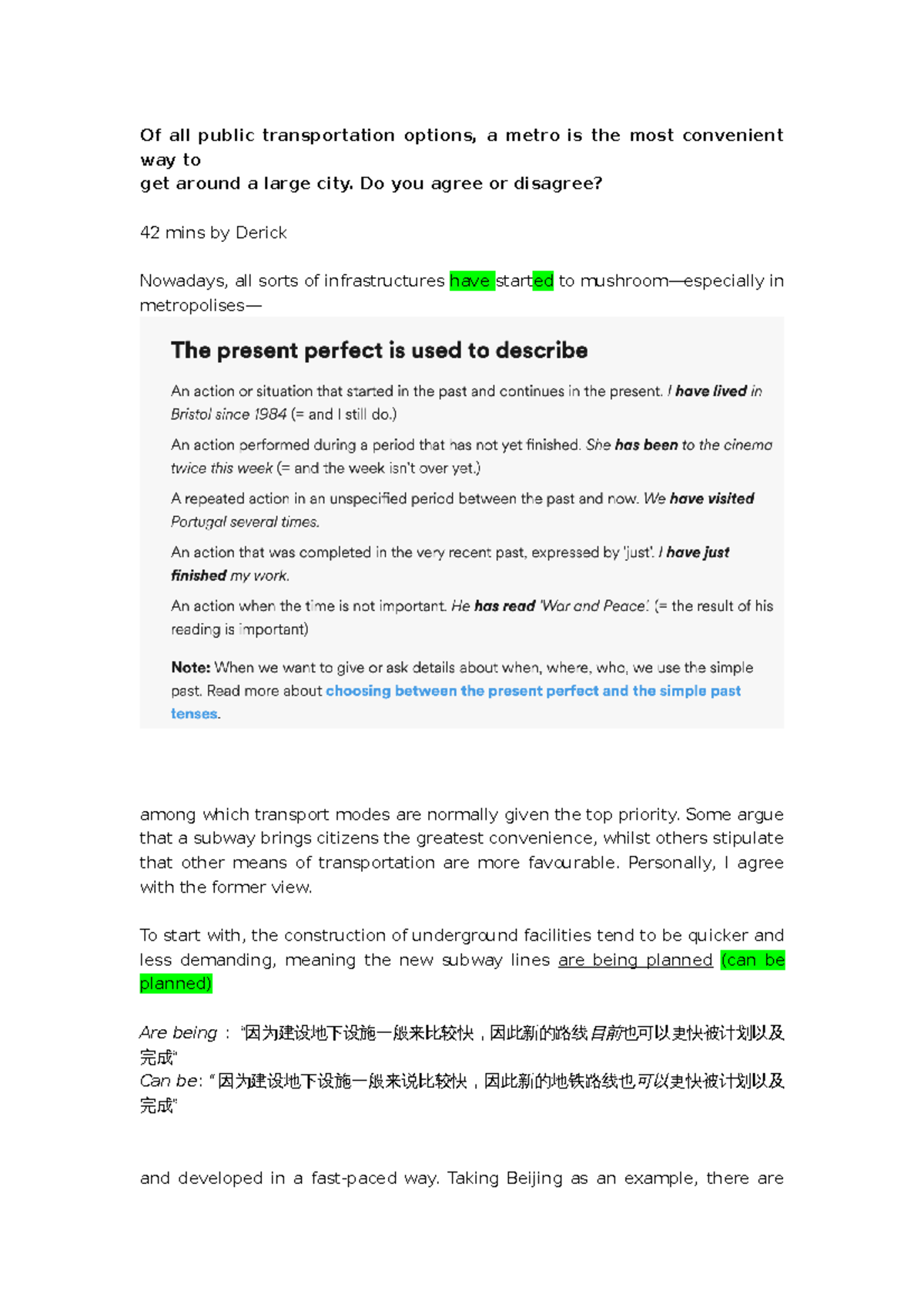 Copy of 8.23 Task 2 Essay Derrick - Of all public transportation ...