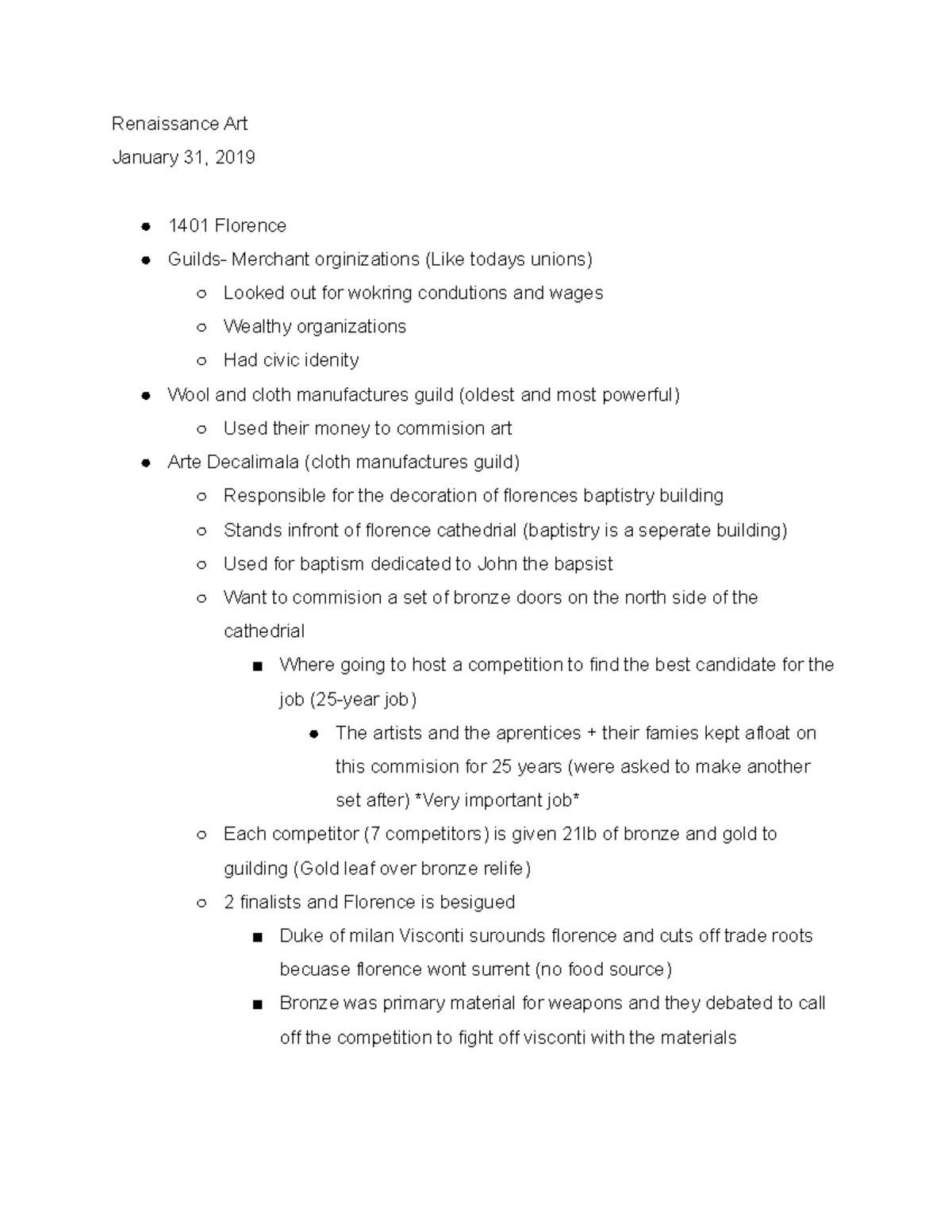 Chapter 2 Notes (Jan 31) - Renaissance Art January 31, 2019 1401 ...
