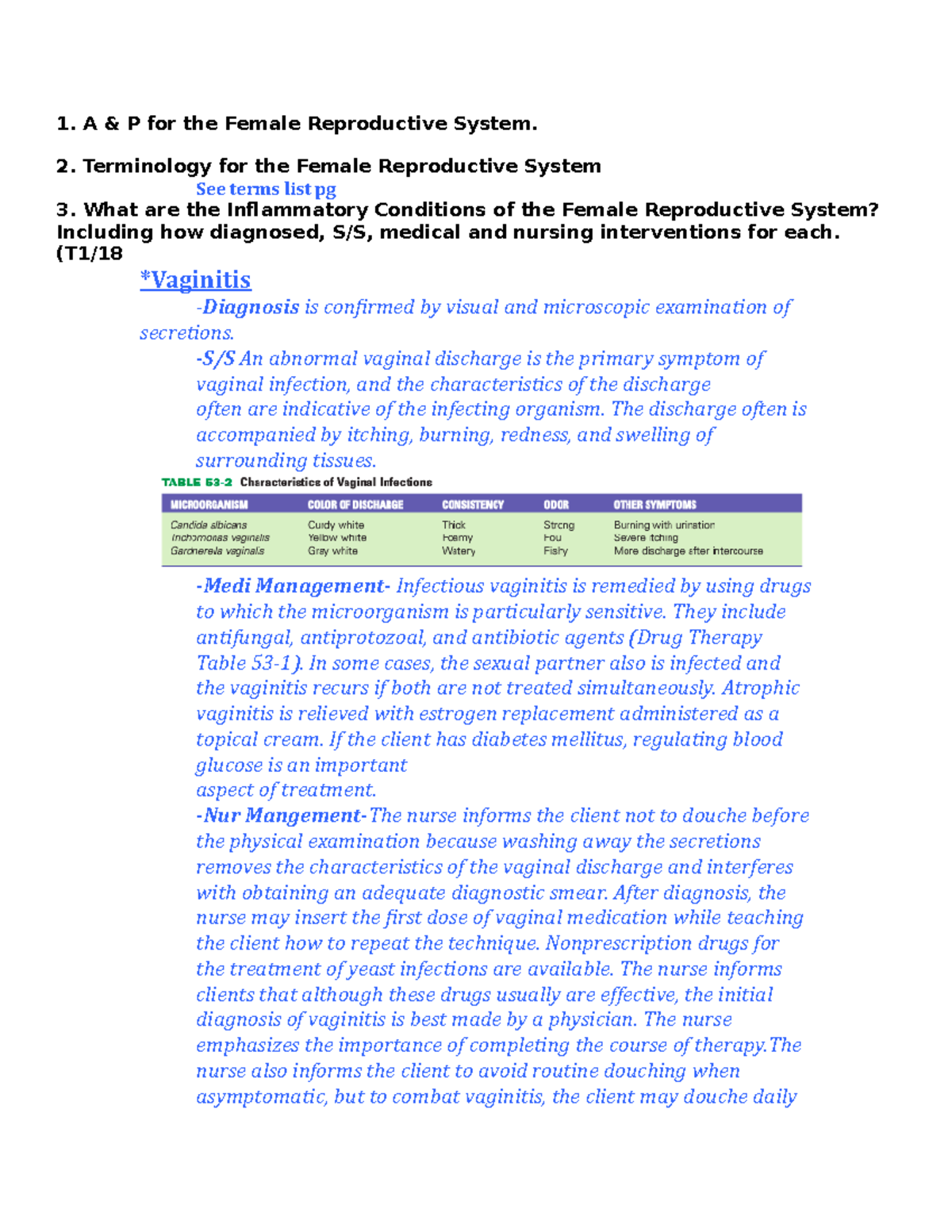 SStudy guide Med Surg - 1. A & P for the Female Reproductive System. 2 ...