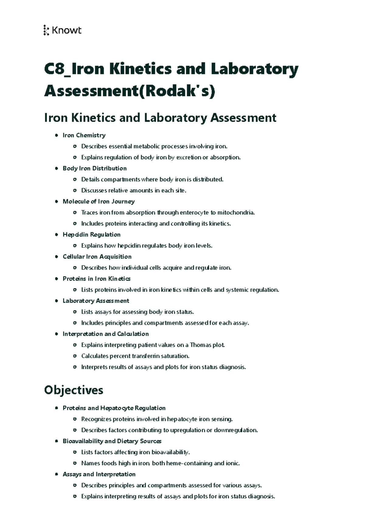 C8 Iron Kinetics and Laboratory Assessment(Rodak's) Notes - C8_Iron ...