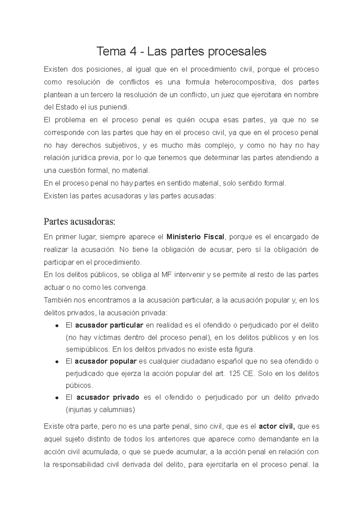 Tema 4 - Las partes procesales - Tema 4 - Las partes procesales Existen ...