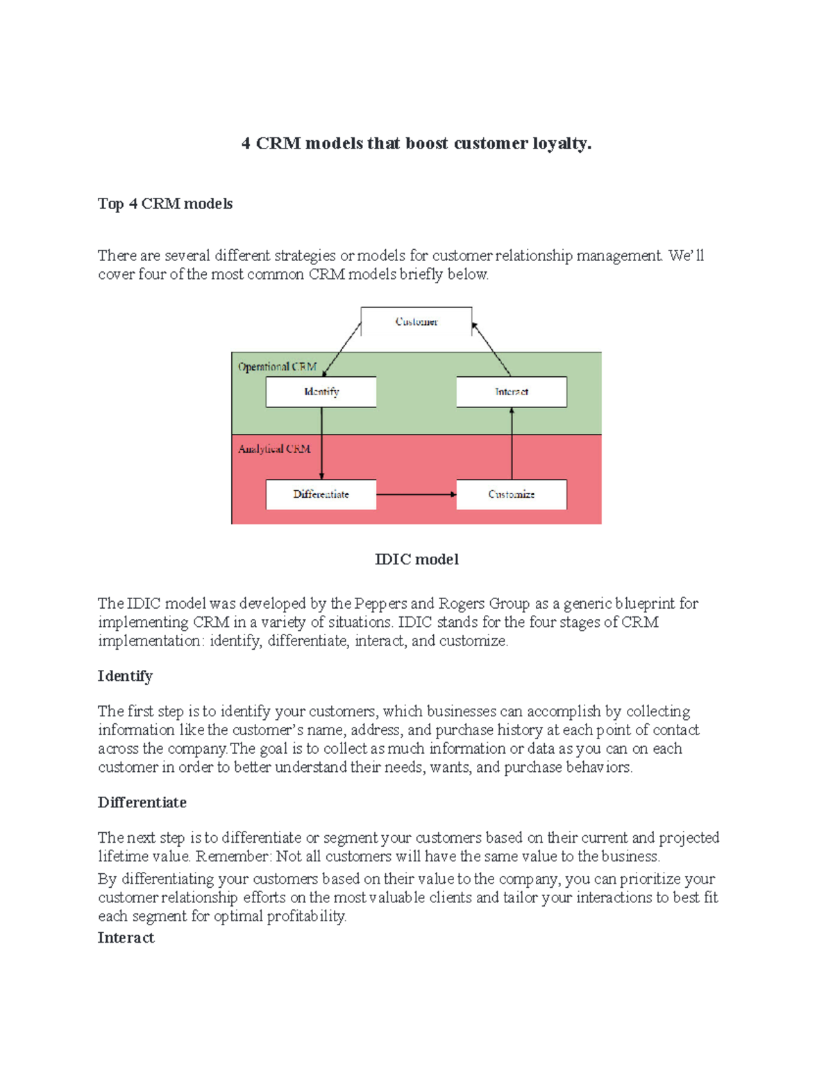 CRM Models lec 4 - 4 CRM models that boost customer loyalty. Top 4 CRM models There are several ...