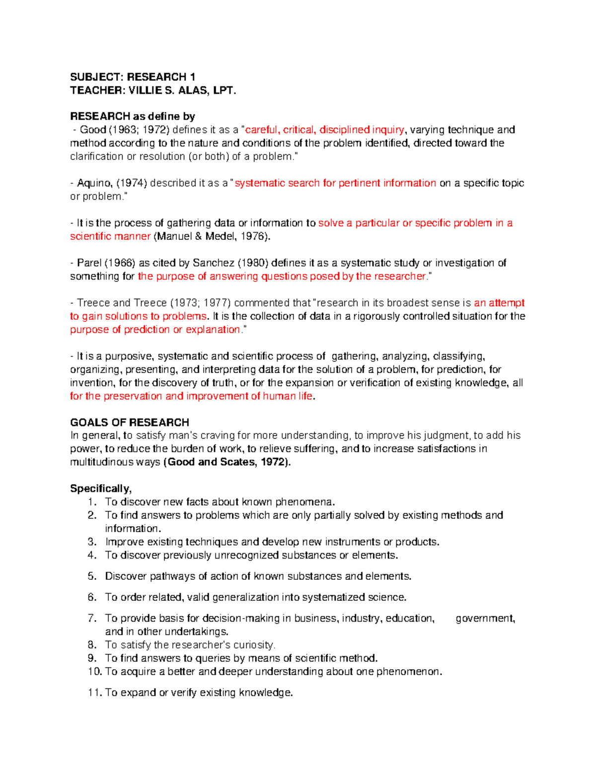 What is Research? - SUBJECT: RESEARCH 1 TEACHER: VILLIE S. ALAS, LPT ...