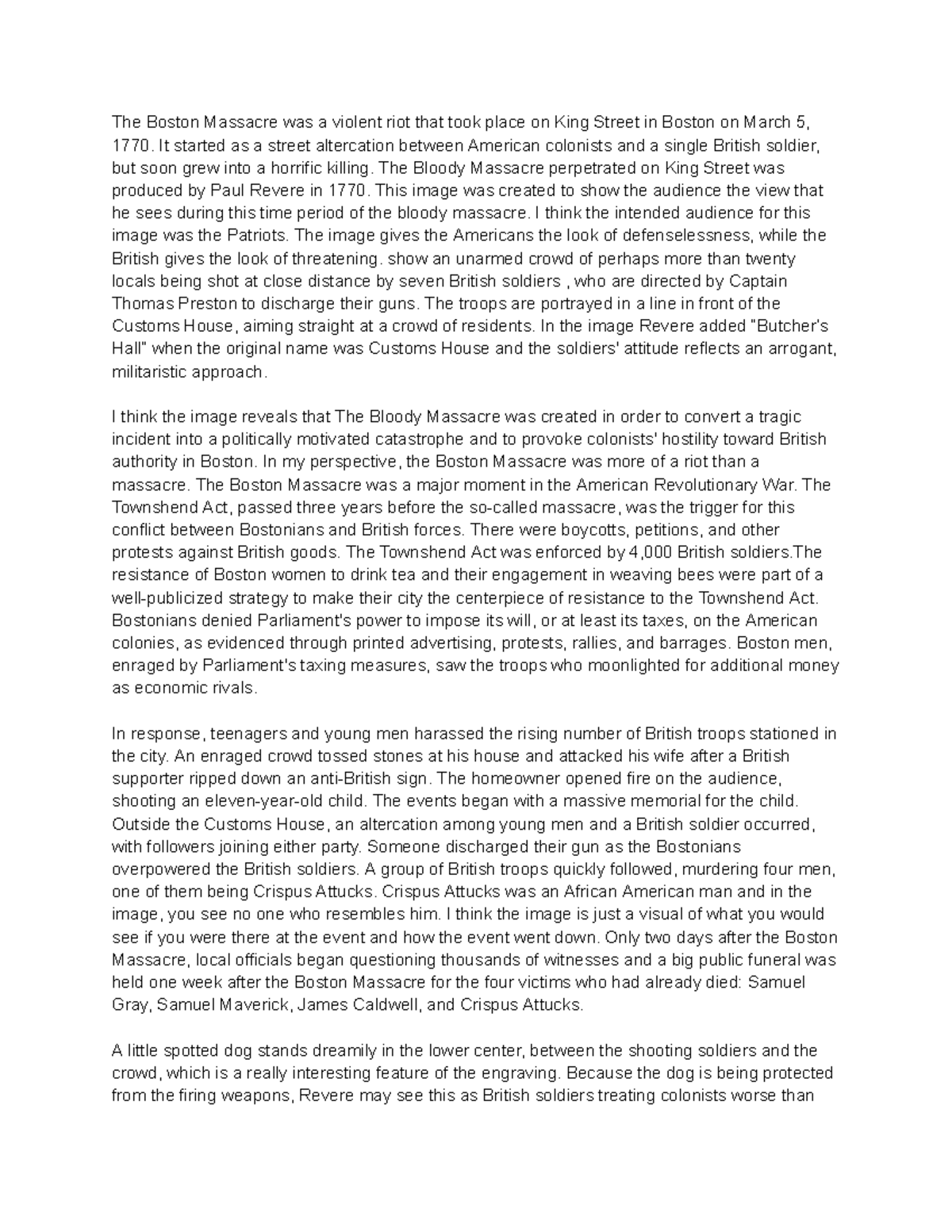 Signature assignment - The Boston Massacre was a violent riot that took ...