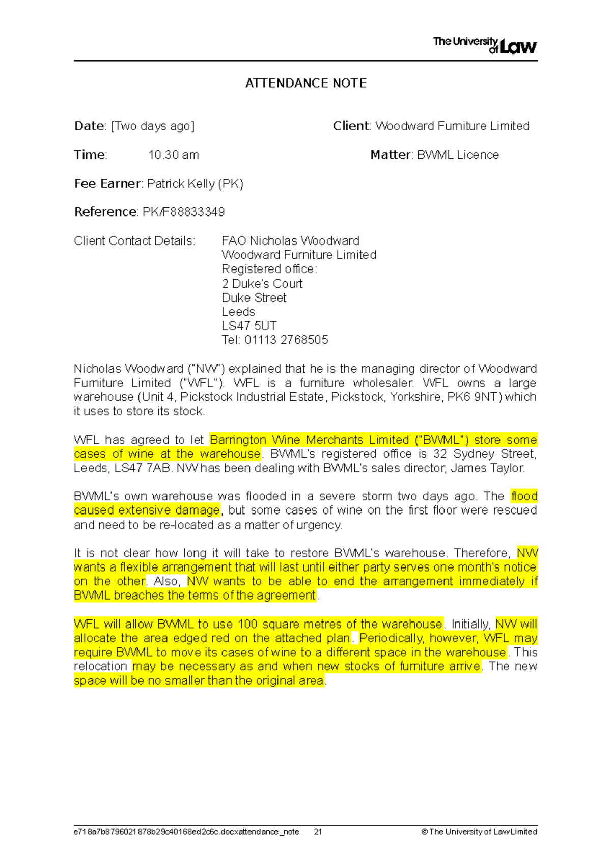 2324 ipp u02 ce01 prepare task 01 attendance note - ATTENDANCE NOTE ...