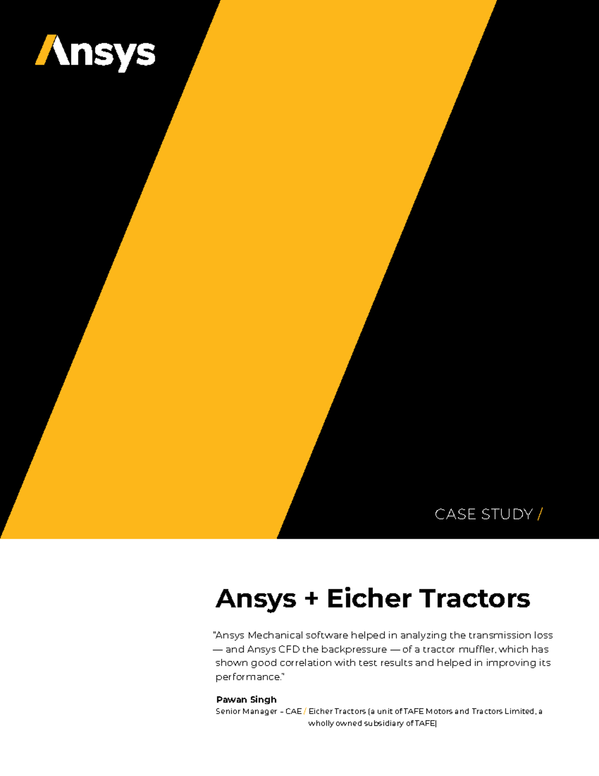 Eicher-case-study - very good - CASE STUDY / “Ansys Mechanical software ...