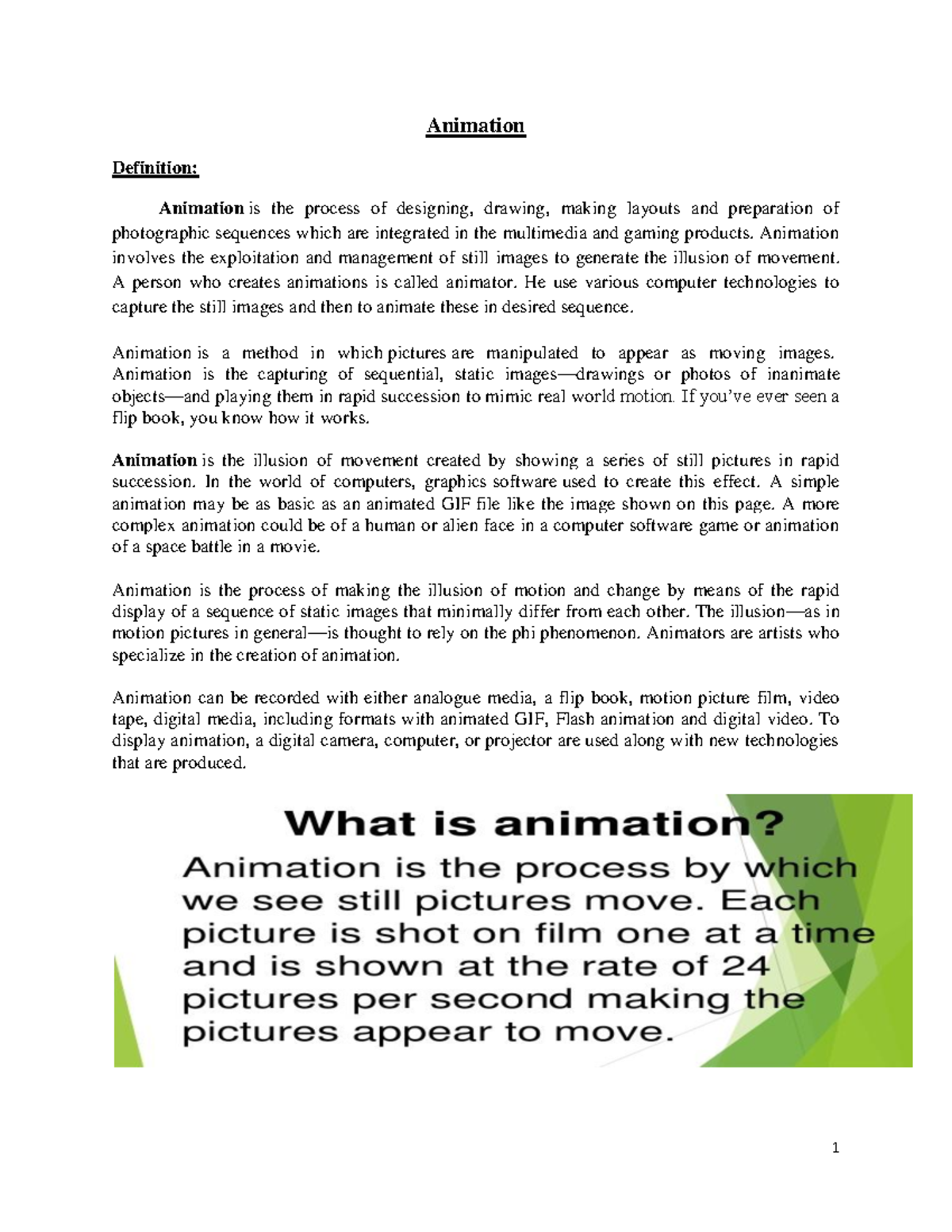 Animation in multi media communication - Animation Definition ...