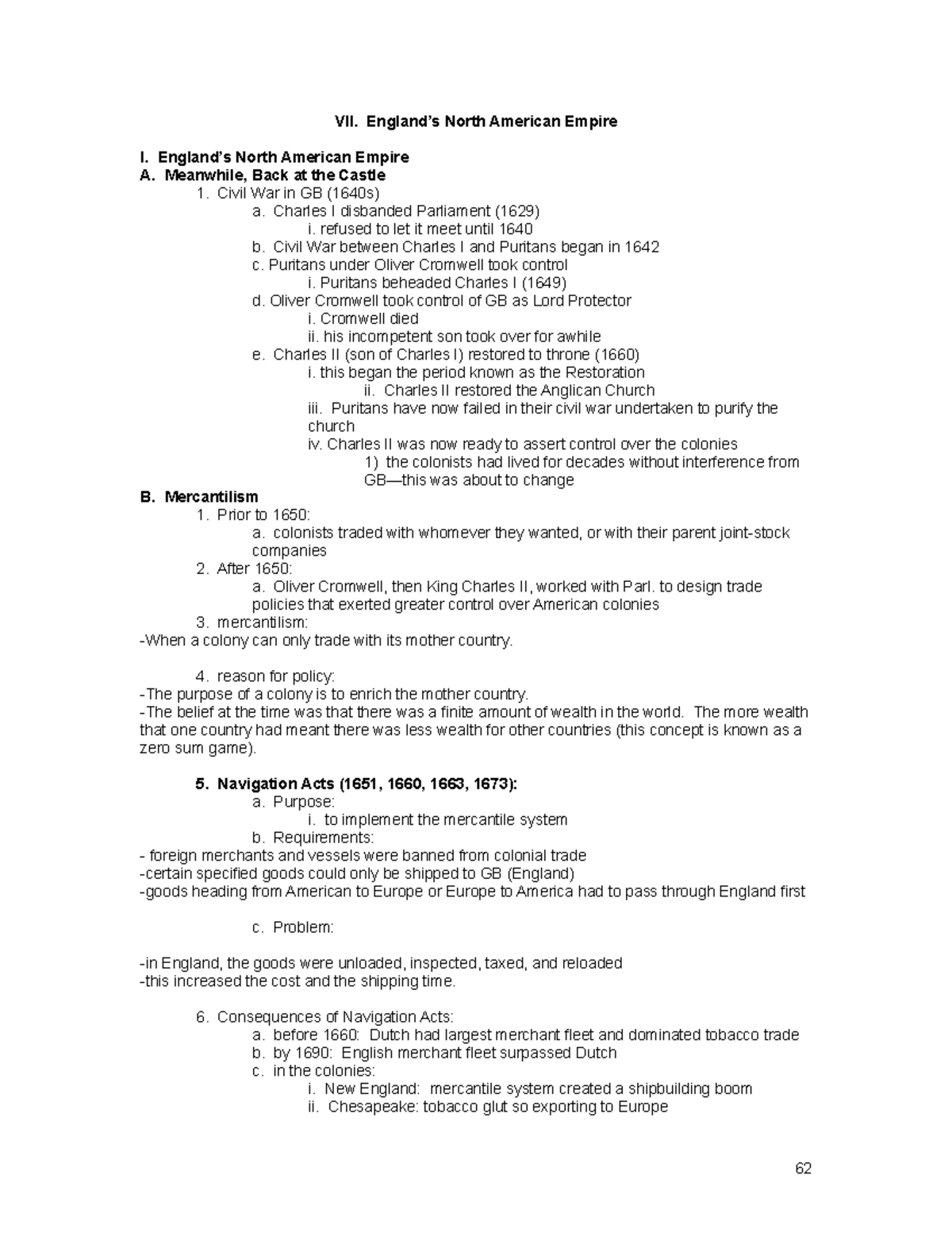 6.2 England's North American Empire ( Outln filled) - VII. England’s ...