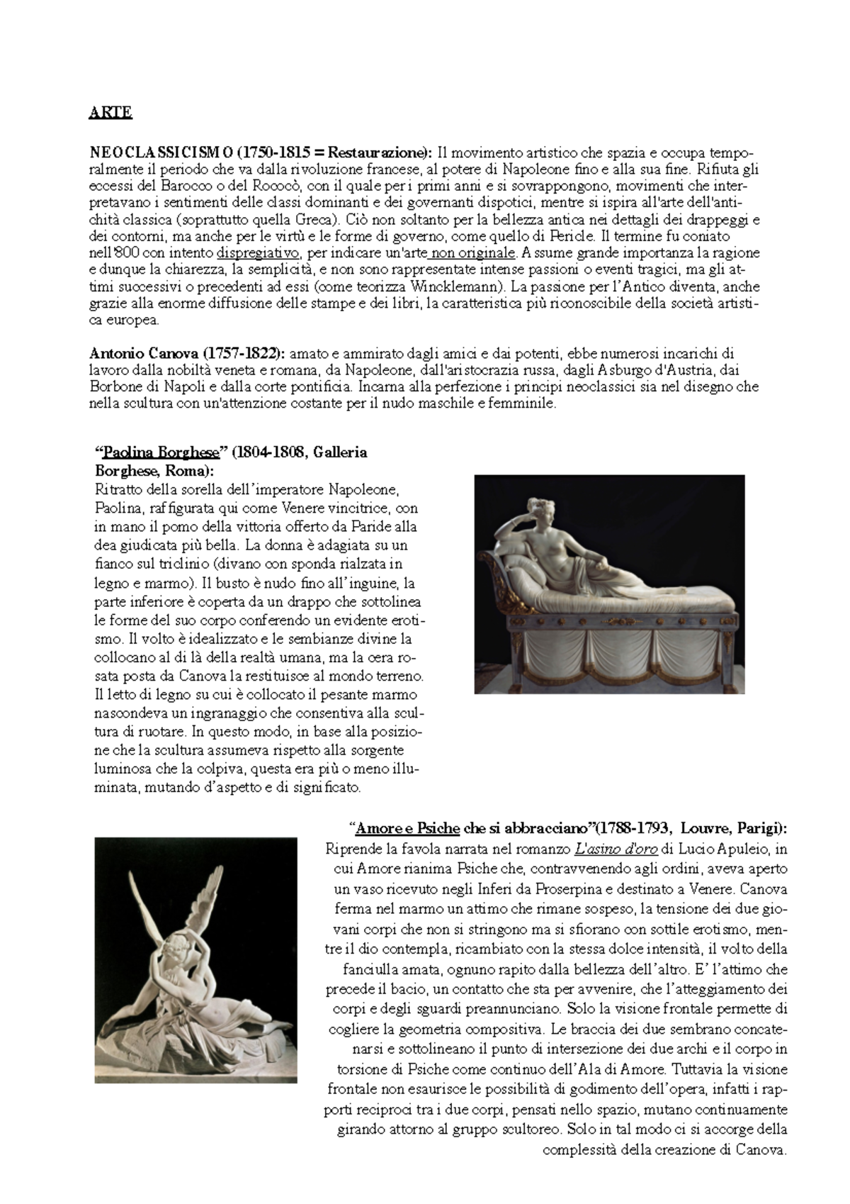 ARTE maturità- opere - ARTE NEOCLASSICISMO (1750-1815 = Restaurazione ...