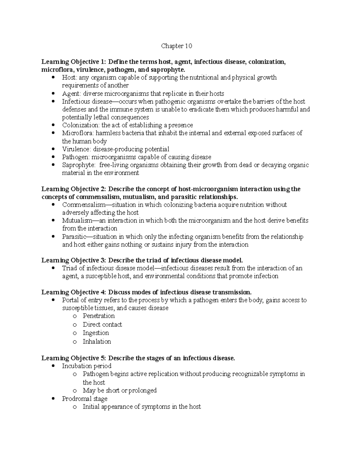 Ch 10 disesae transmission - Chapter 10 Learning Objective 1: Define ...