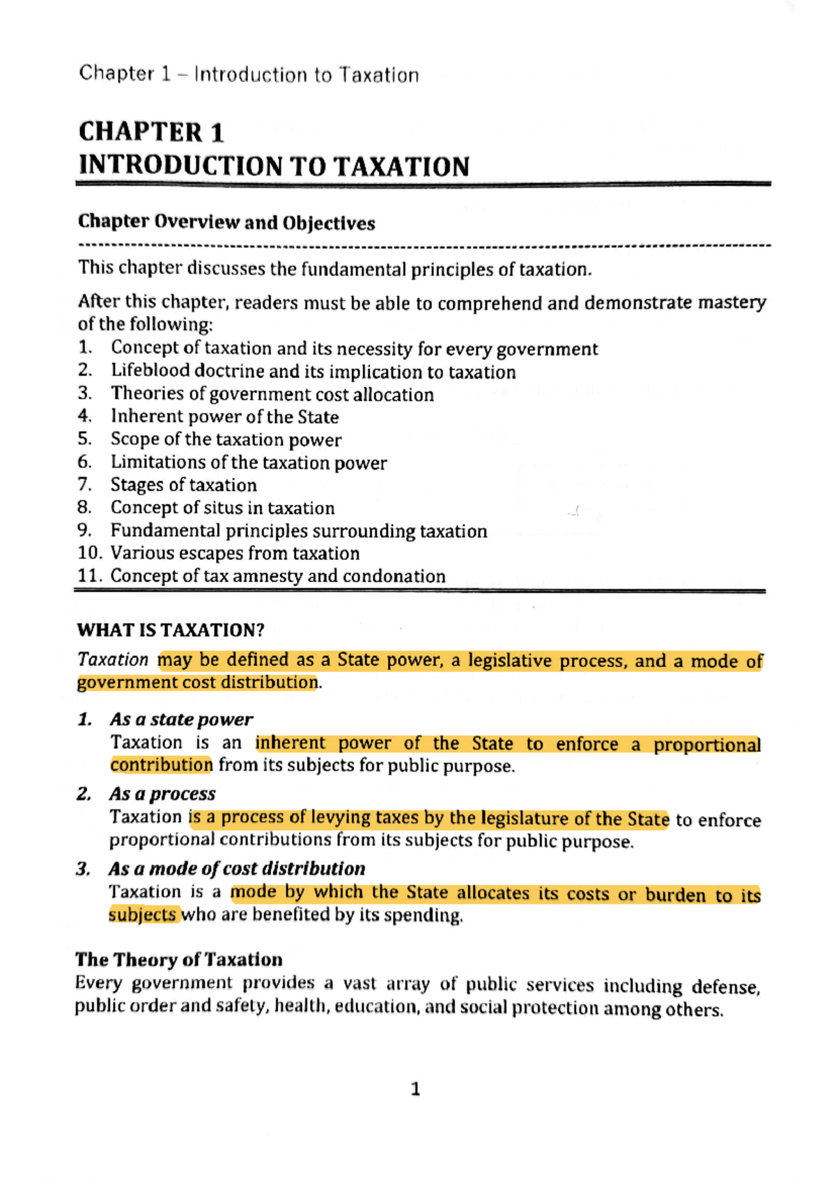 Chapter 1 - Introduction to Taxation - After this chapter, readers must ...