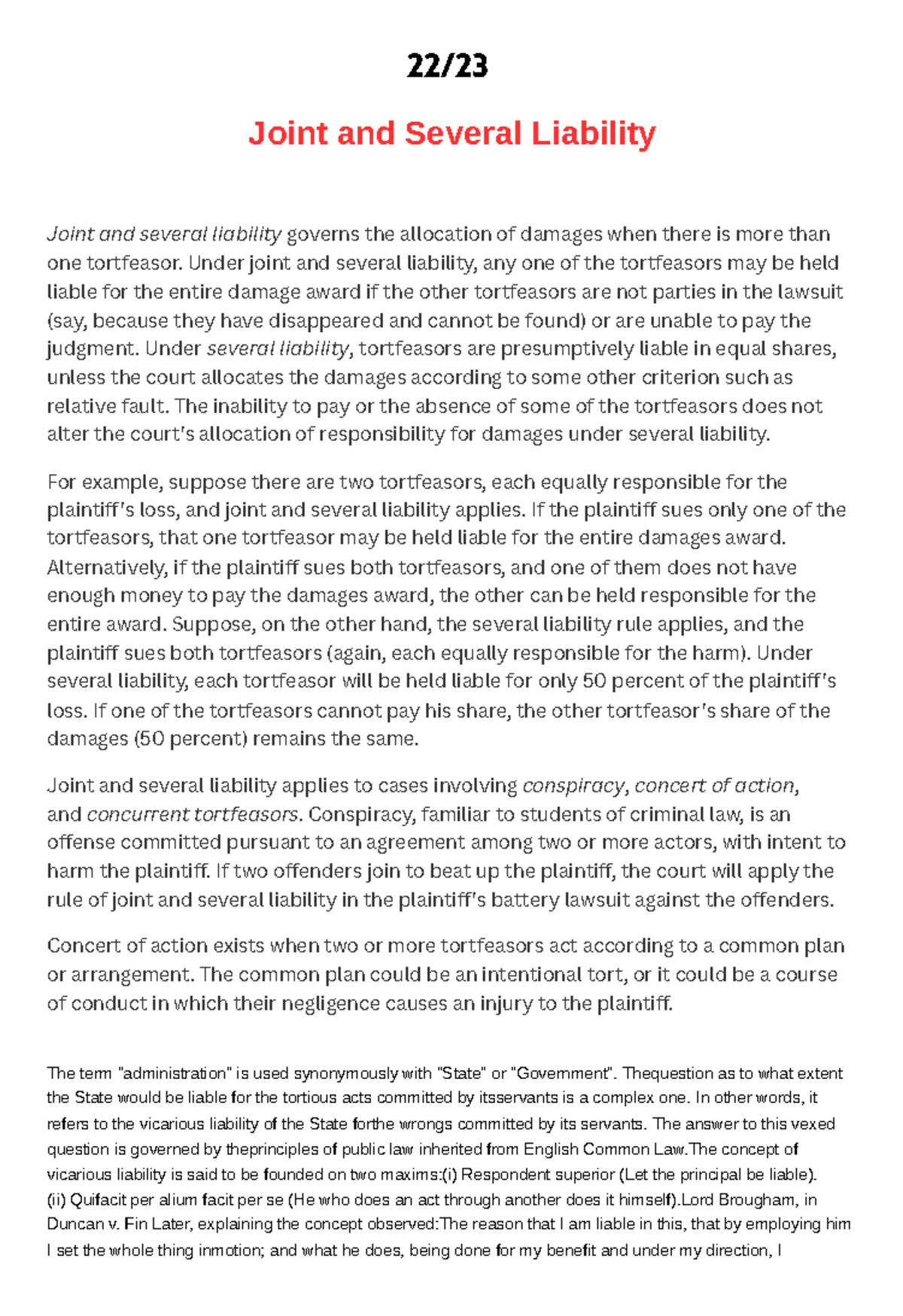 Joint and Several Liability - 22/ Joint and Several Liability Joint and ...