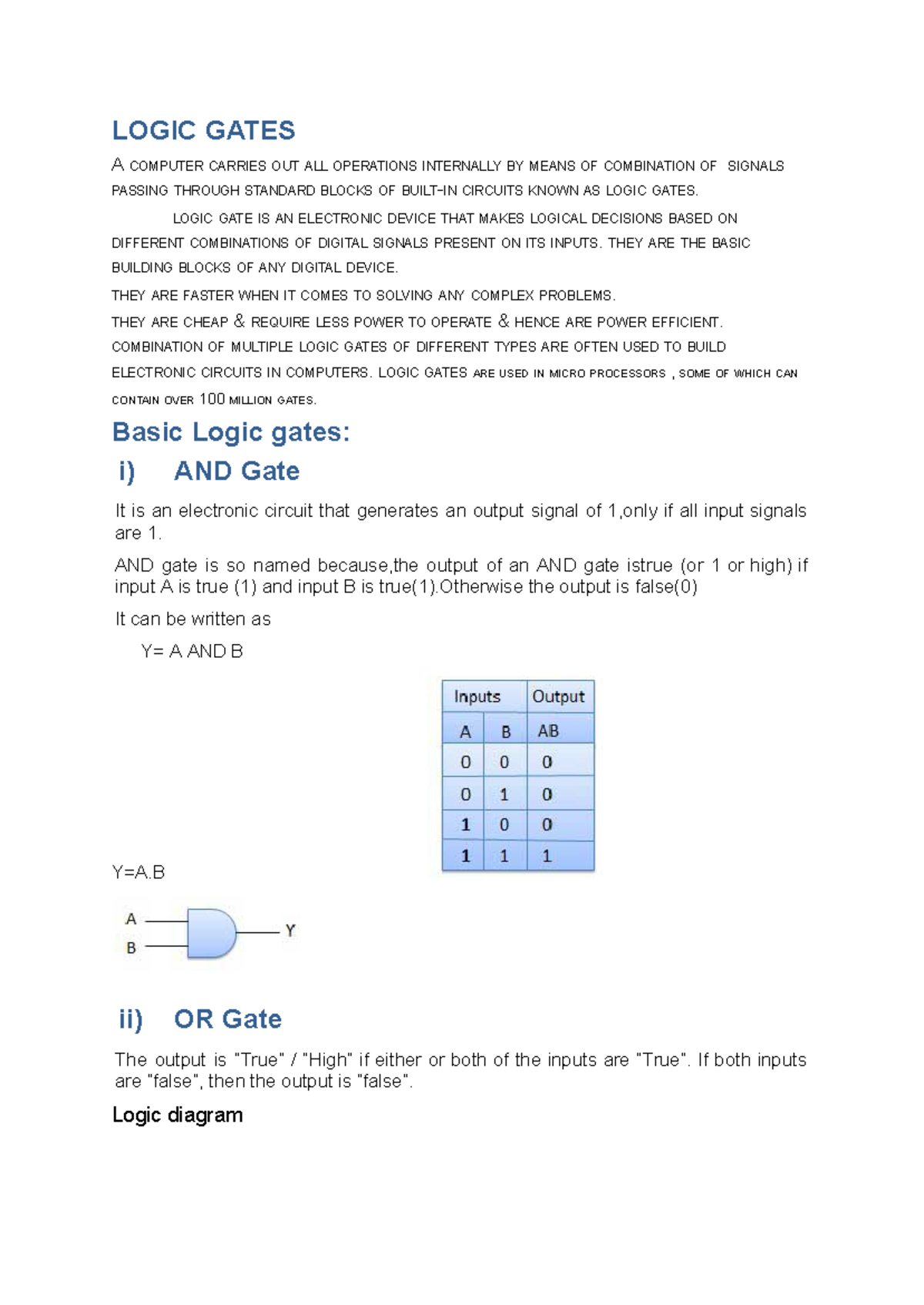 Logic Gates(11th) - Read thoroughly. - LOGIC GATES A COMPUTER CARRIES ...