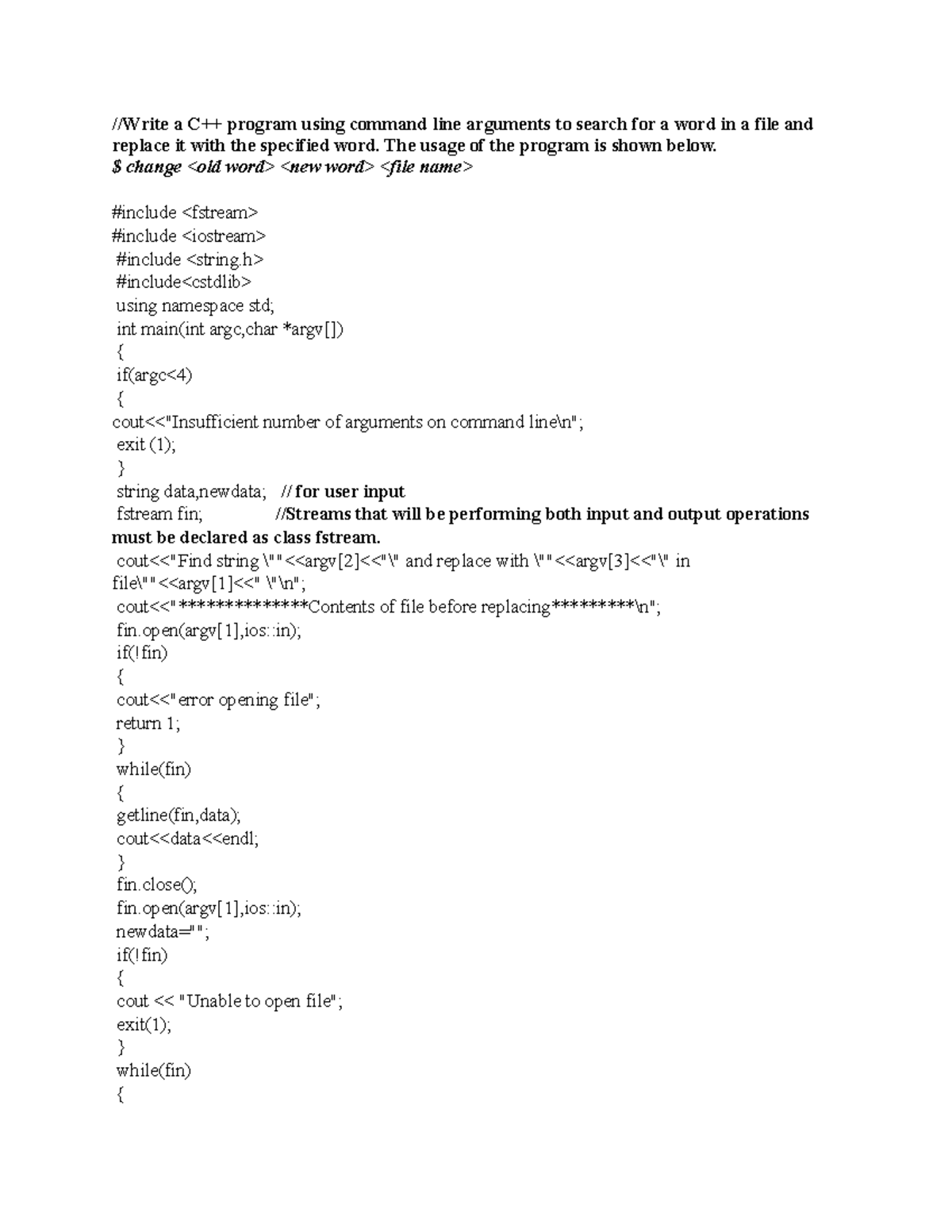 B5 Programming Language Write A C Program Using Command Line Arguments To Search For A