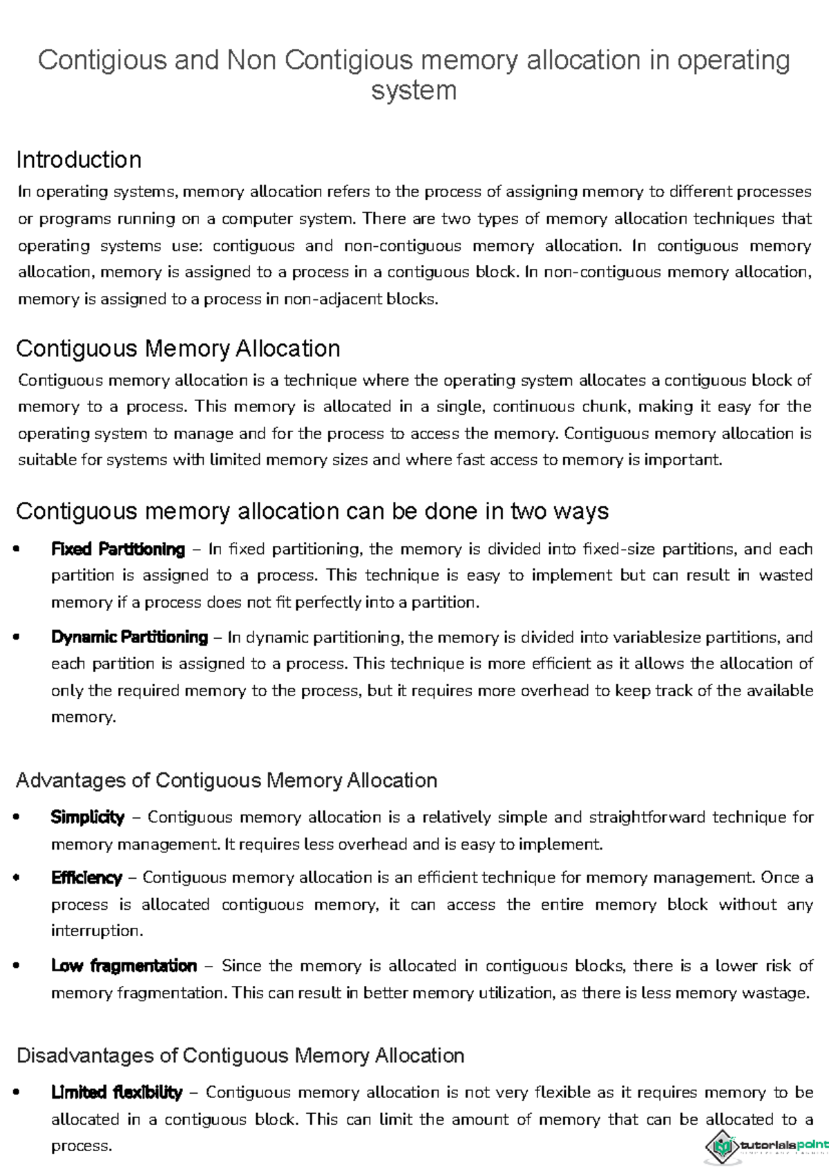 Contigious and Non Contigious memory allocation in operating system - Contigious and Non ...