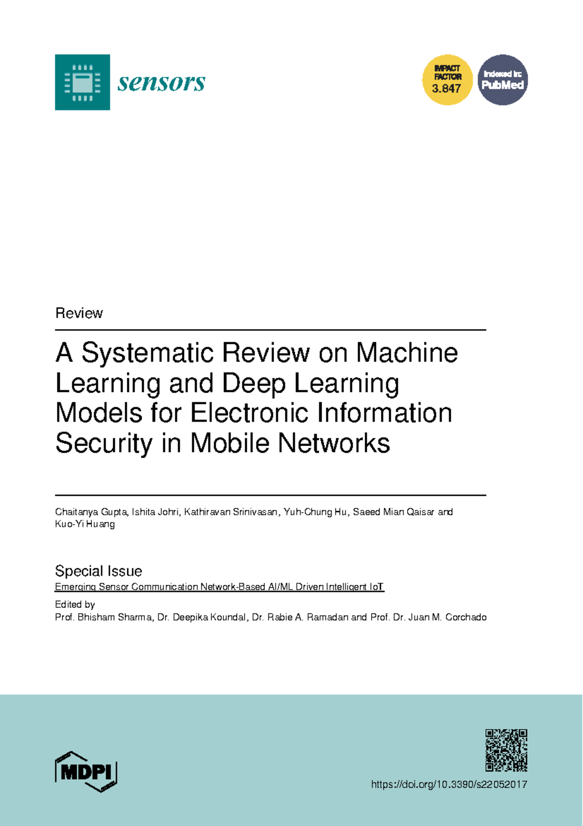 Sensors 22 02017 with cover - 3. Review A Systematic Review on Machine Learning and Deep ...