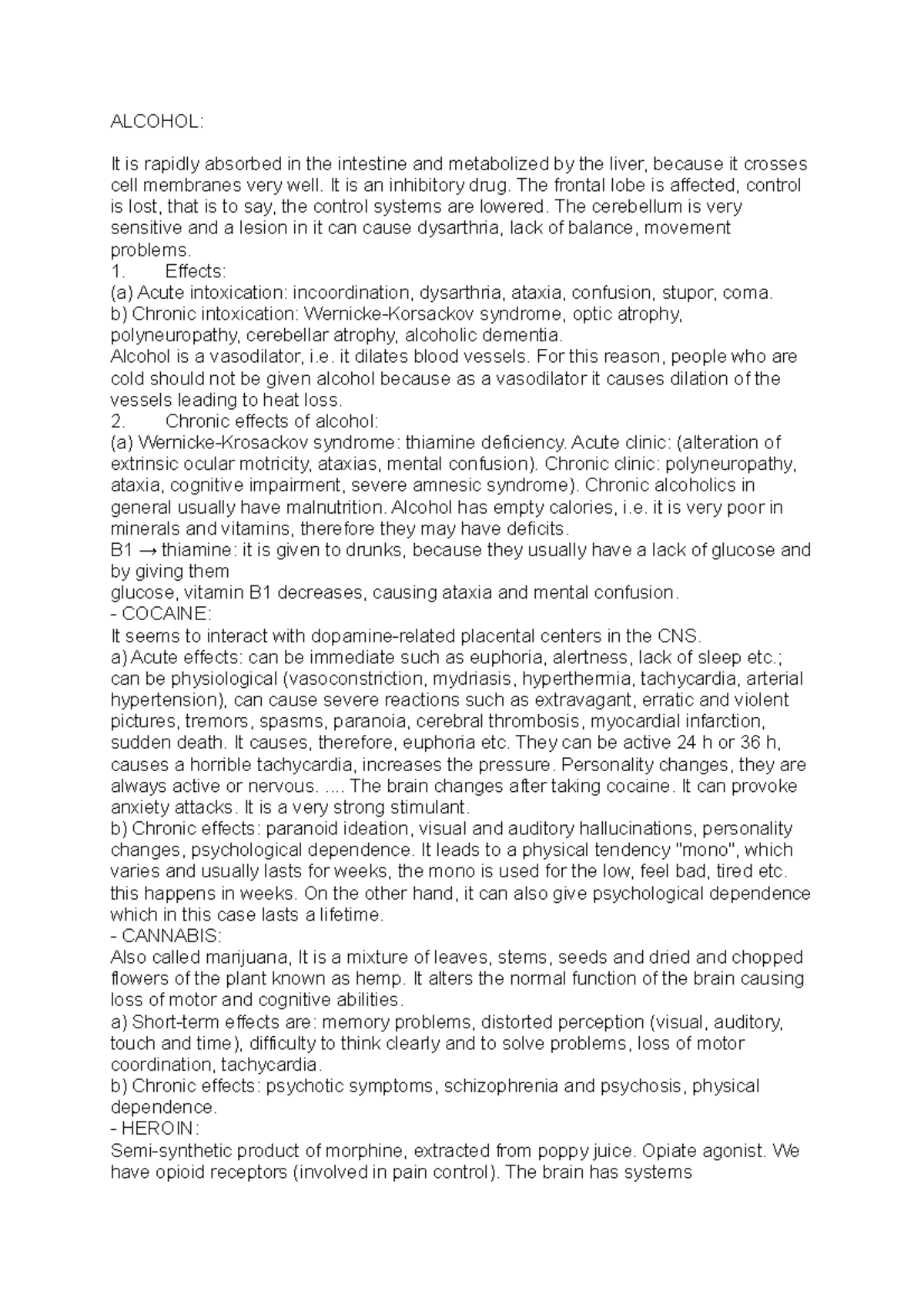 Alcohol - Study guide - ALCOHOL: It is rapidly absorbed in the ...