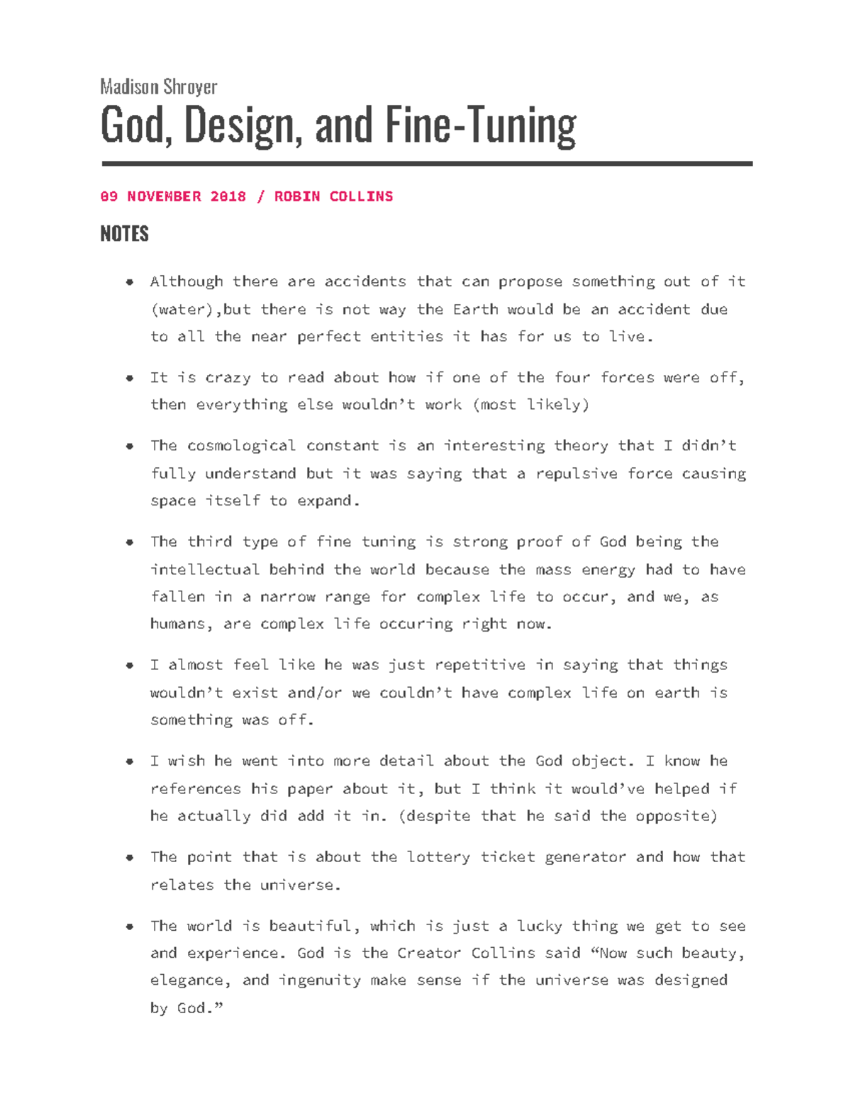 MS Design reflection - Professor: Joshua Rasmussen Intro to Philosophy ...