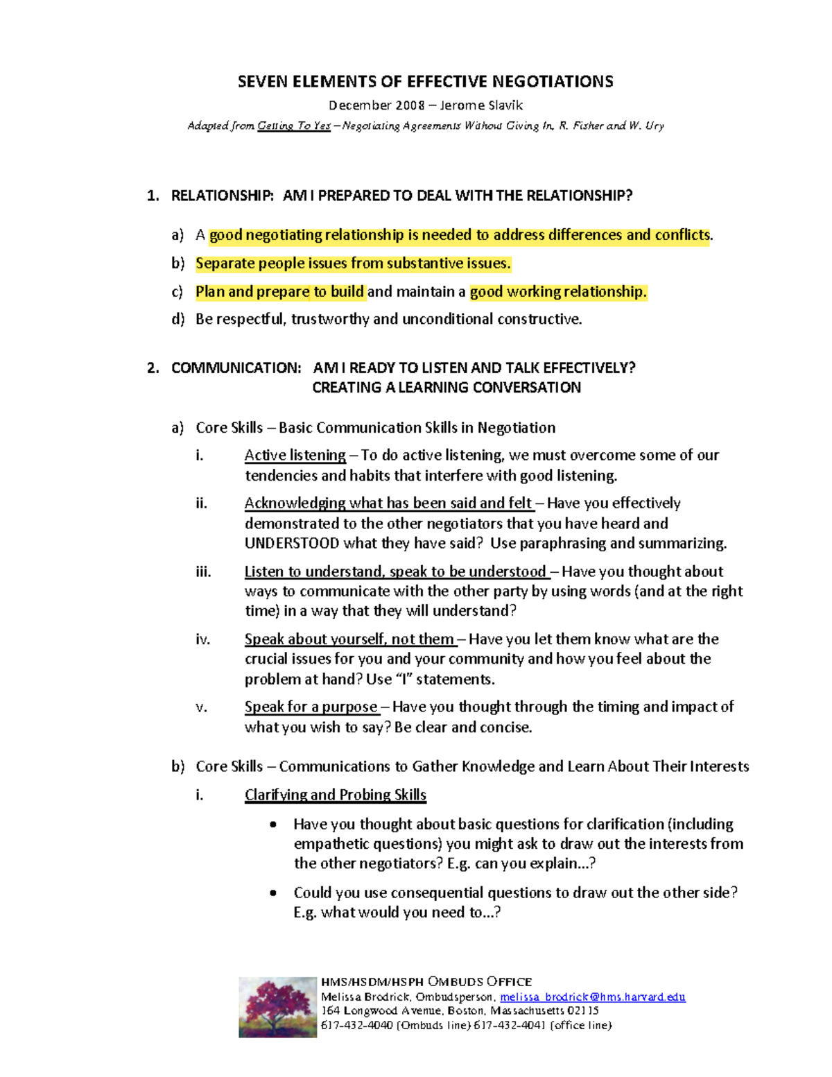 2b Seven Elements OF Effective Negotiations- Process for Negotiation ADR - SEVEN ELEMENTS OF ...