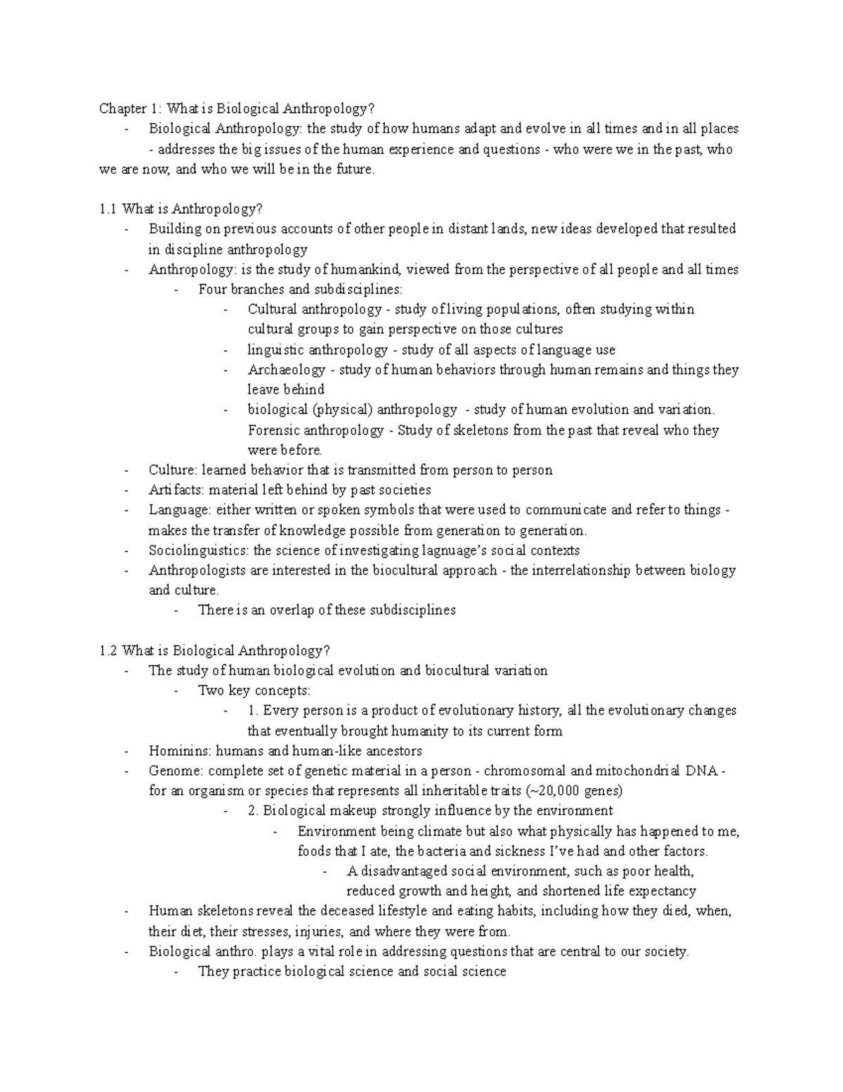 Biological Anthropology Notes - 1 What is Anthropology? - Building on ...