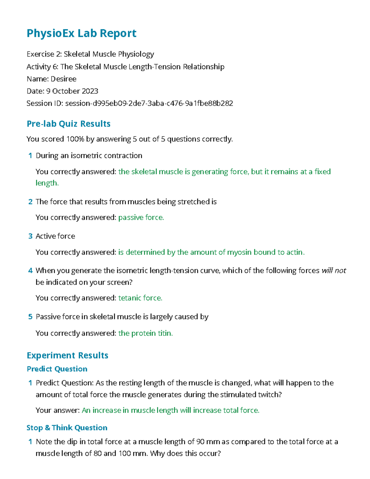 Physio Ex Exercise 2 Activity 6 - PhysioEx Lab Report Exercise 2 ...